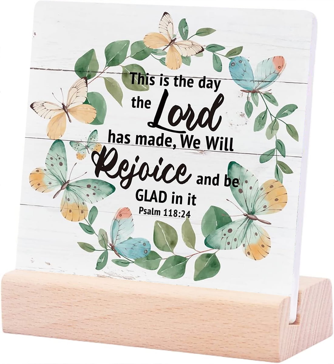 Ceramic Sign 4x4Inch Sign Scripture Decor Plaque Sign with Wood Stand ...