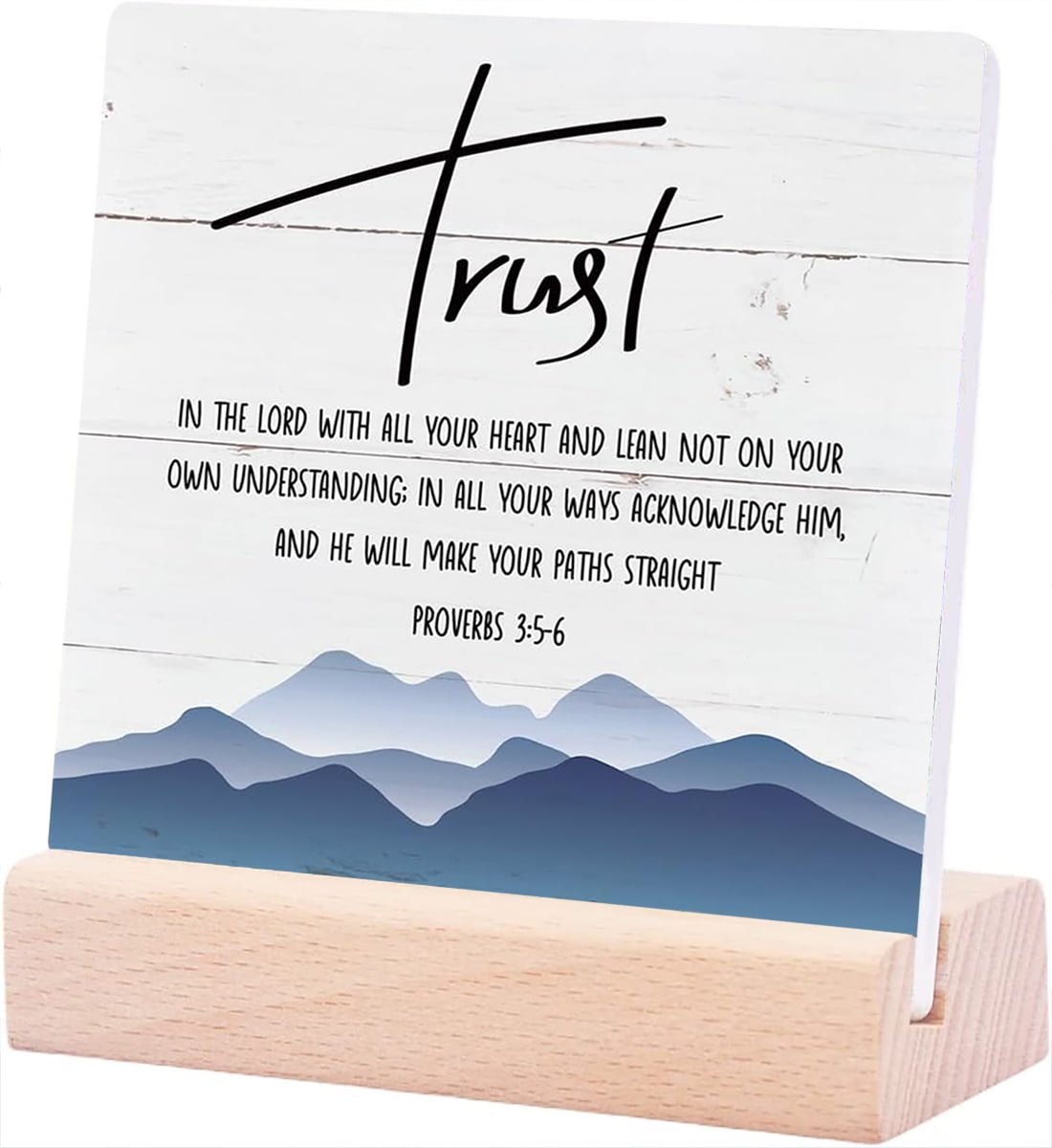 Ceramic Sign 4x4Inch Sign Scripture Decor Plaque Sign with Wood Stand ...