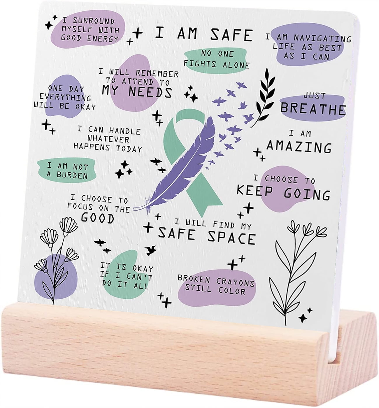 Ceramic Sign 4x4Inch Self Love Mental Health Safe Space Rustic ...
