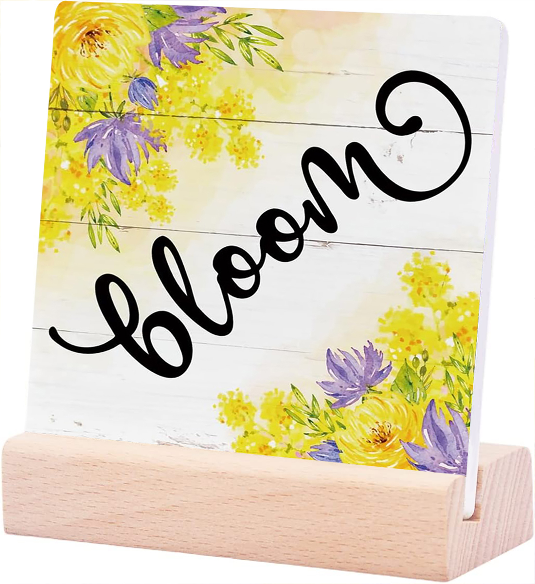 Ceramic Sign 4x4Inch Simply Said Bloom Sign Wood Flower Signs Ceramic ...
