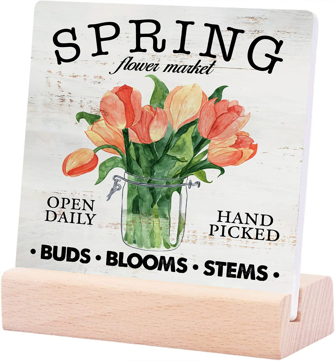 Ceramic Sign 4x4Inch Spring Flower Market Ceramic Signs Home Decor ...