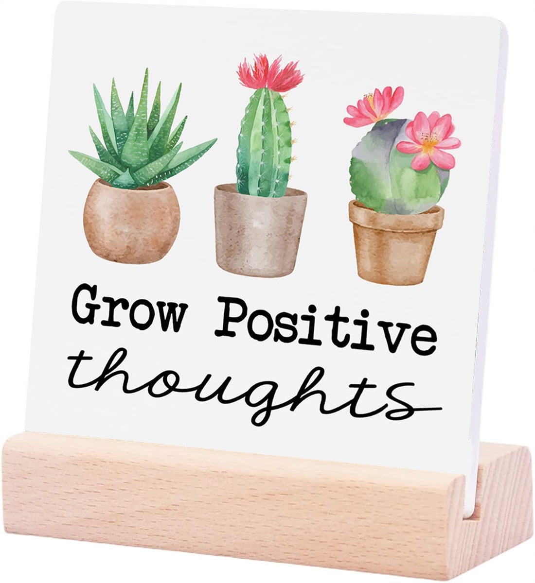 Ceramic Sign 4x4Inch Summer Cactus Decorations For Home Office Cactus ...