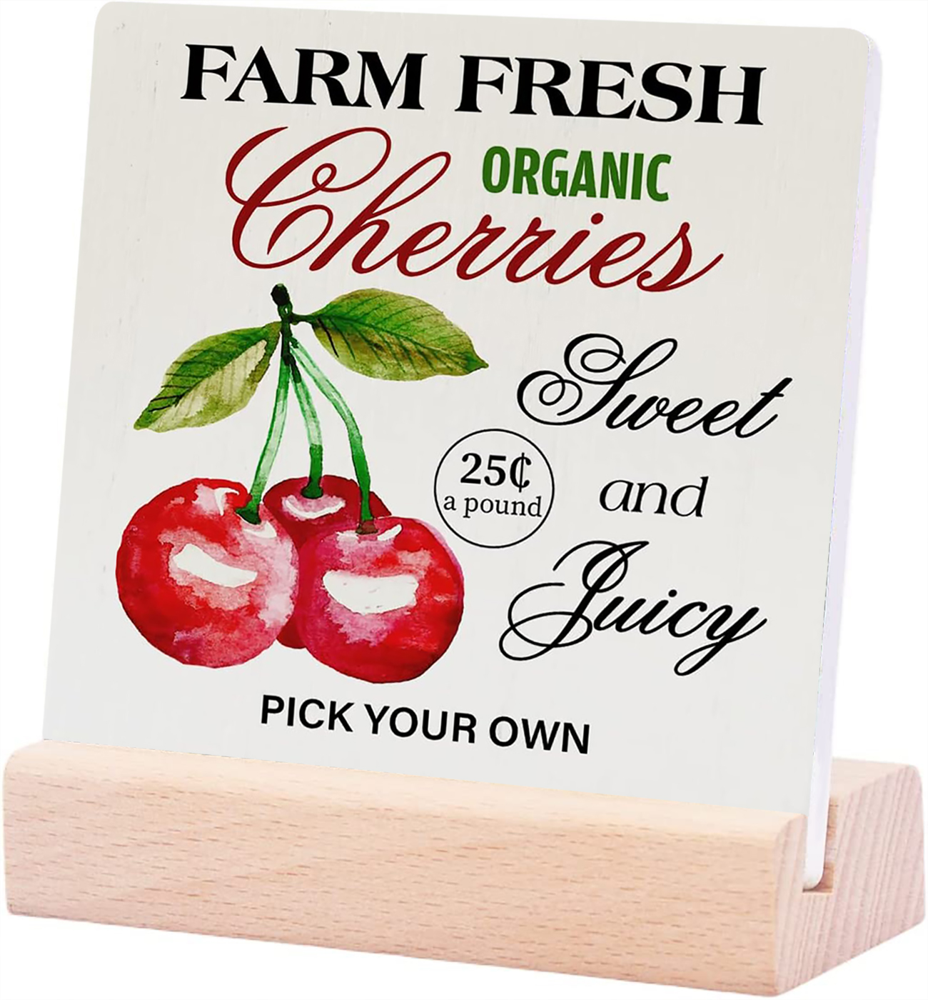 Ceramic Sign 4x4Inch Summer Cherry Ceramic Signs Rustic Farm Fresh ...