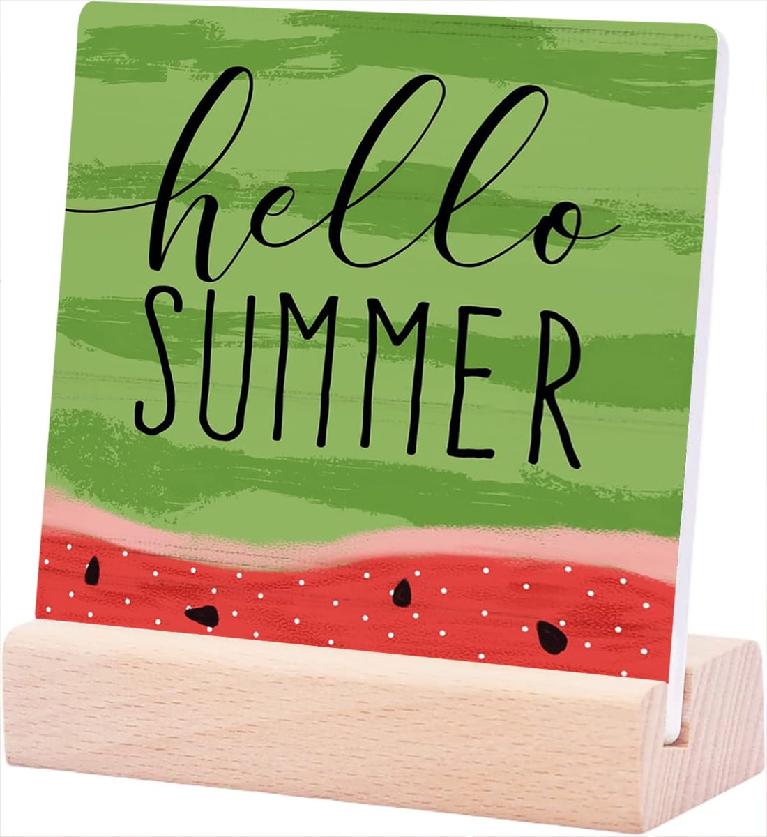 Ceramic Sign 4x4Inch Summer Decor Home Decor Hello Summer Watermelon ...