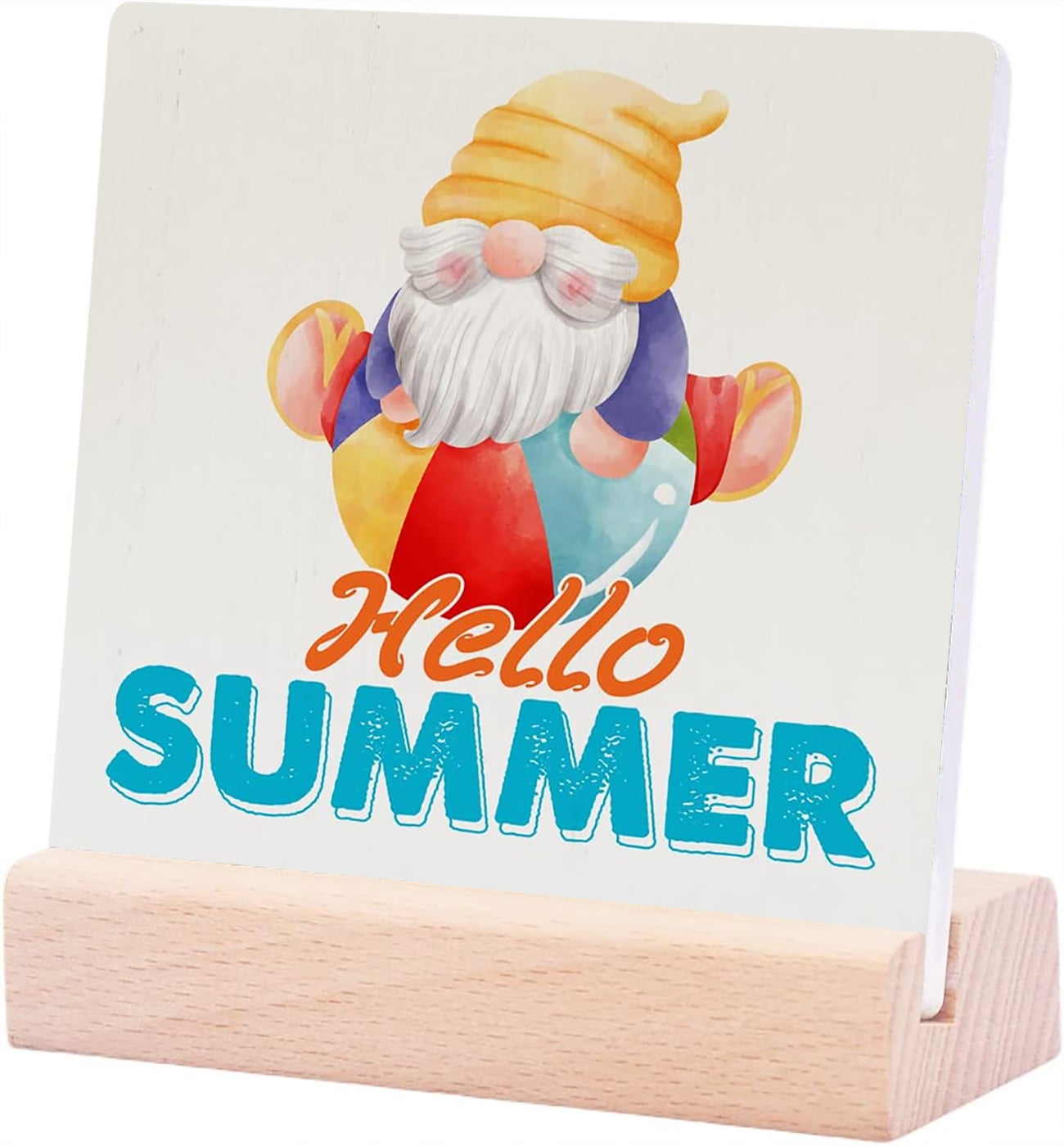 Ceramic Sign 4x4Inch Summer Gnome Ceramic Signs Rustic Hello Summer ...