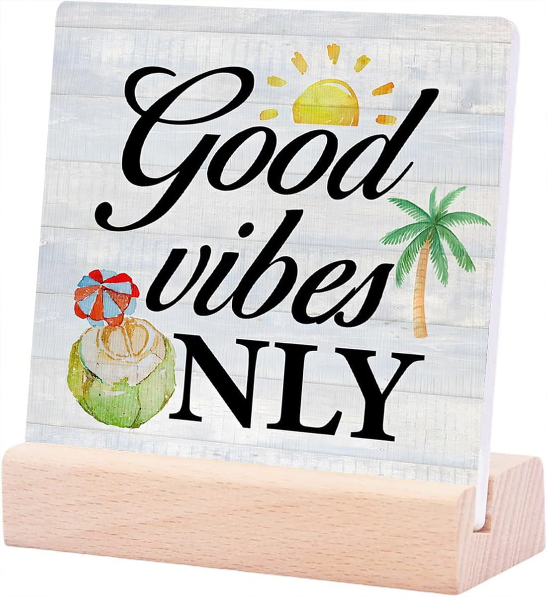 Ceramic Sign 4x4Inch Summer Good Vibes Only Vacation Ceramic Plaque ...