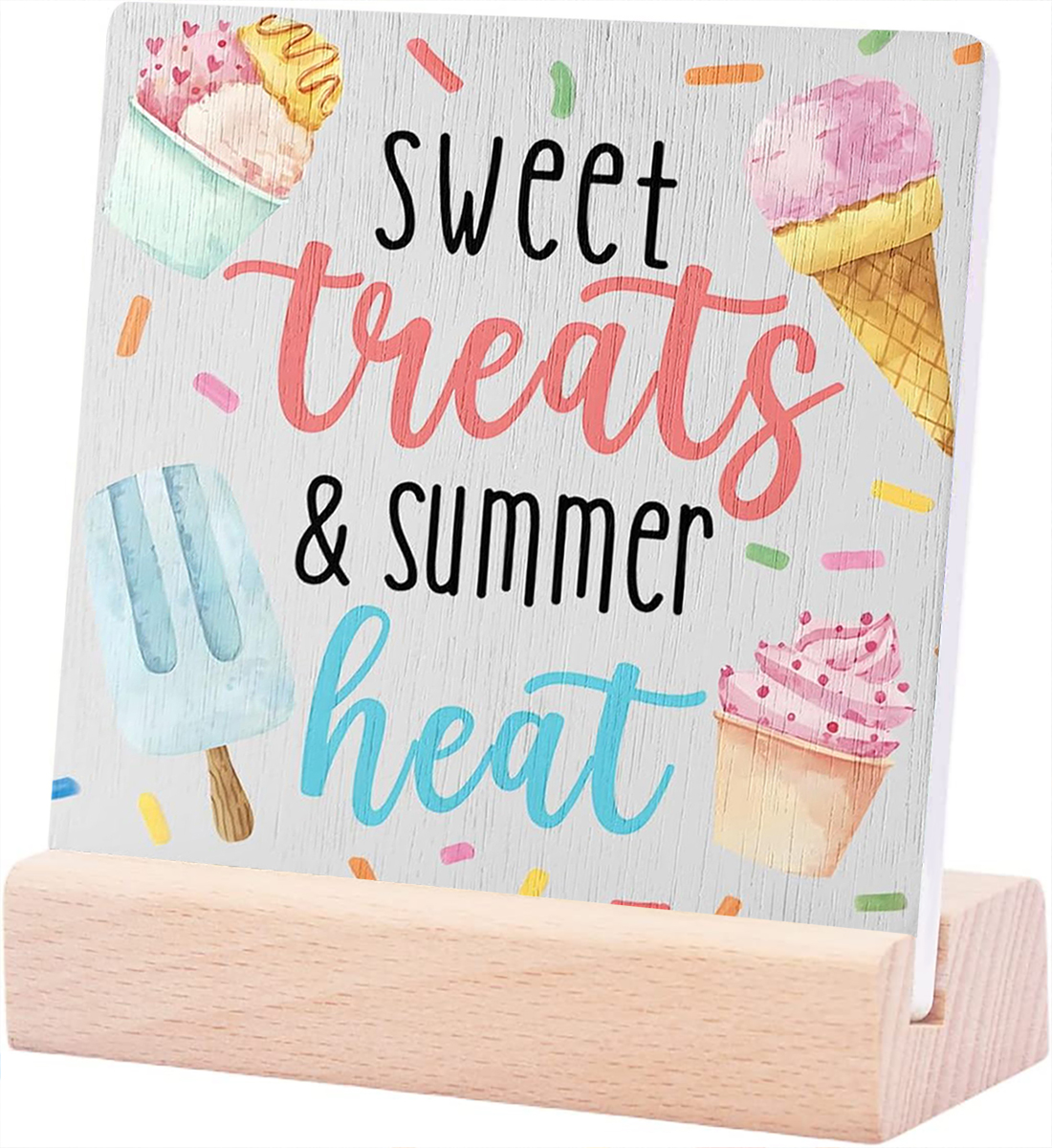 Ceramic Sign 4x4Inch Summer Ice Cream And Desert Sweet Ceramic Plaque ...