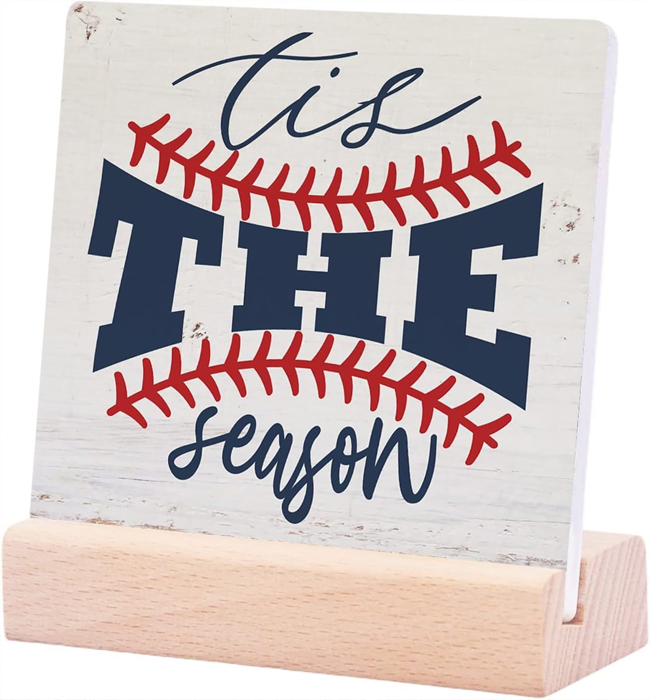Ceramic Sign 4x4Inch Tis The Season Baseball Ceramic Signs Rustic ...