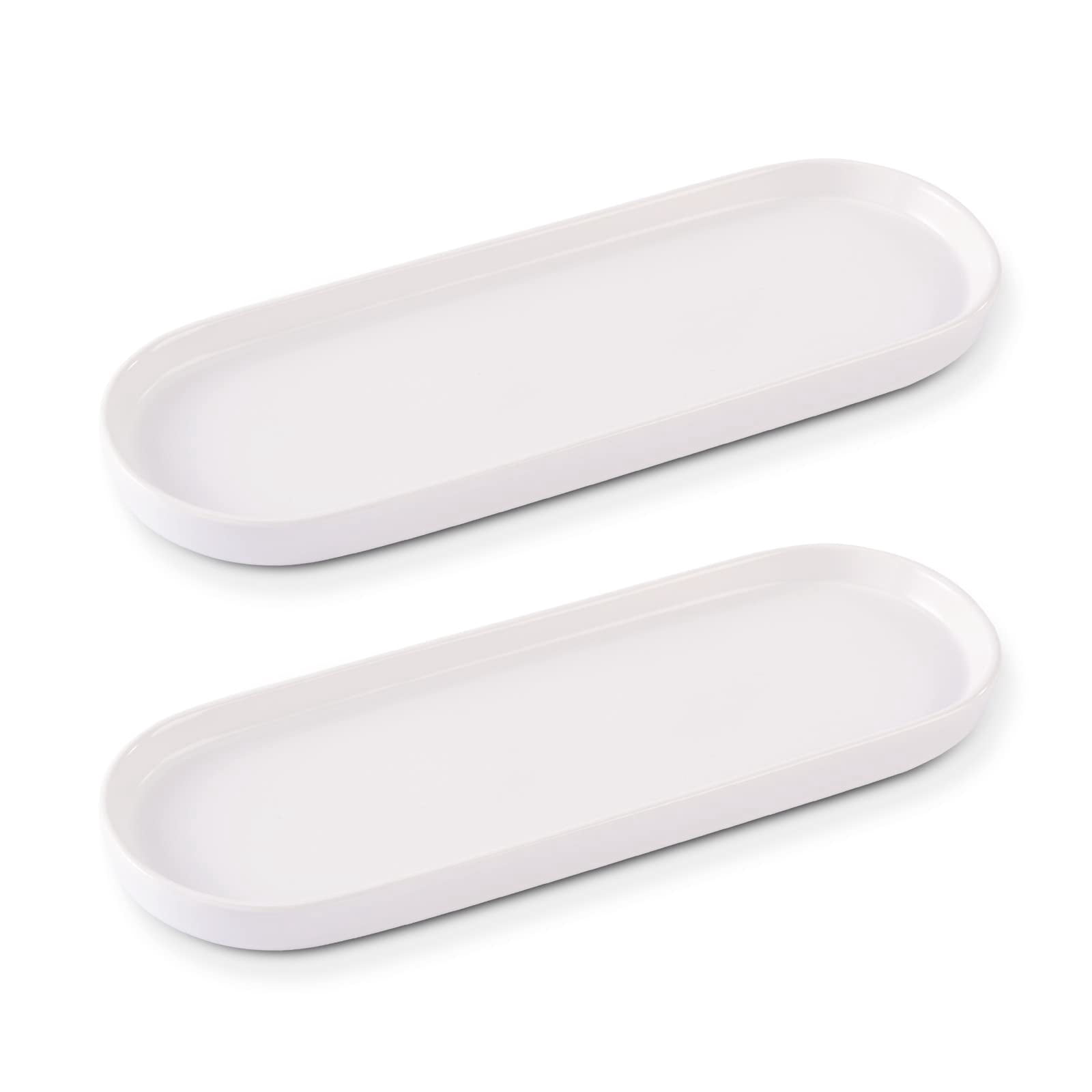 Ceramic Sink Tray 2pcs White Bathroom Counter Bathtub Cosmetics Storage ...