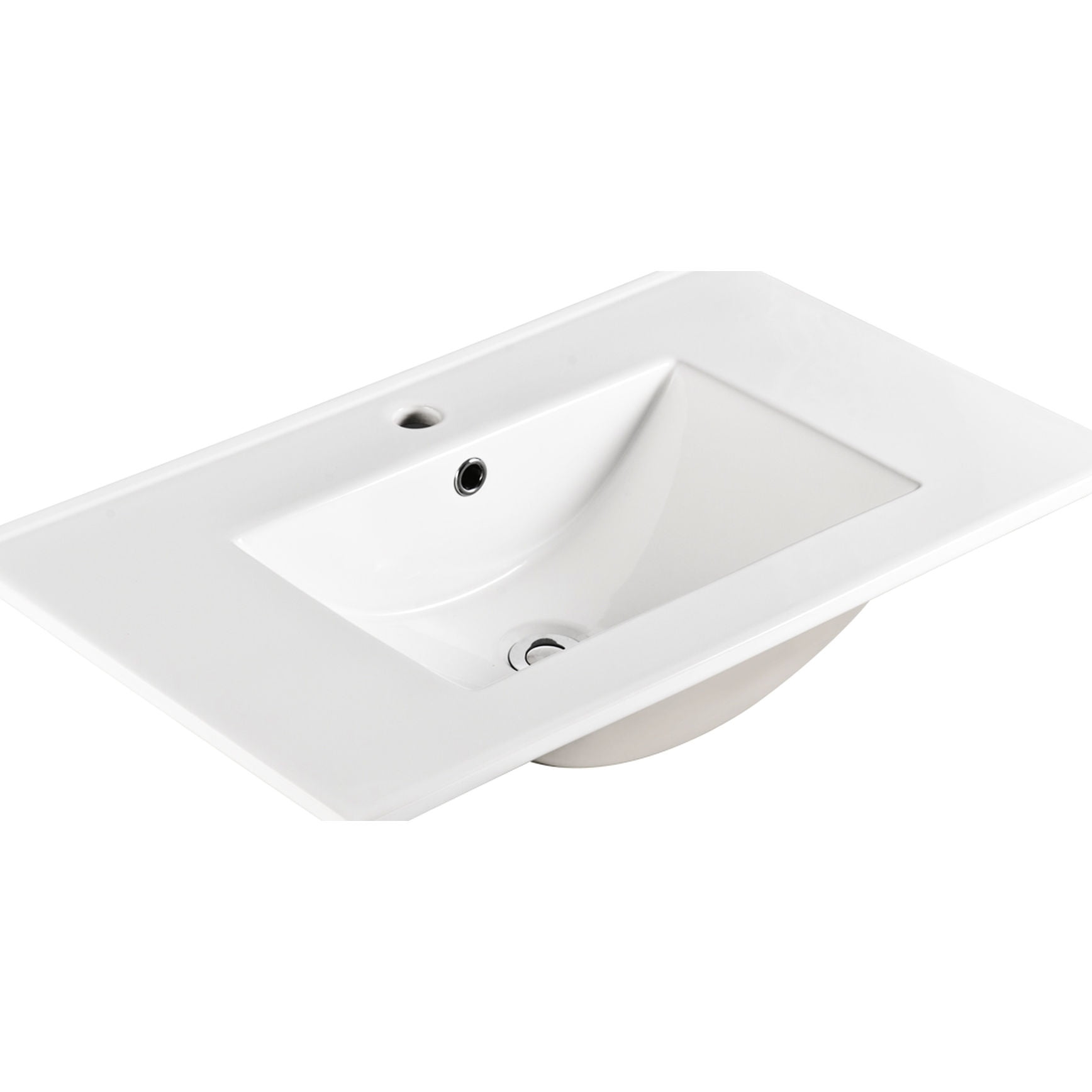 Ceramic Sink with Overflow / 30 Inch, Smooth Surface, Pre-Drilled Hole ...