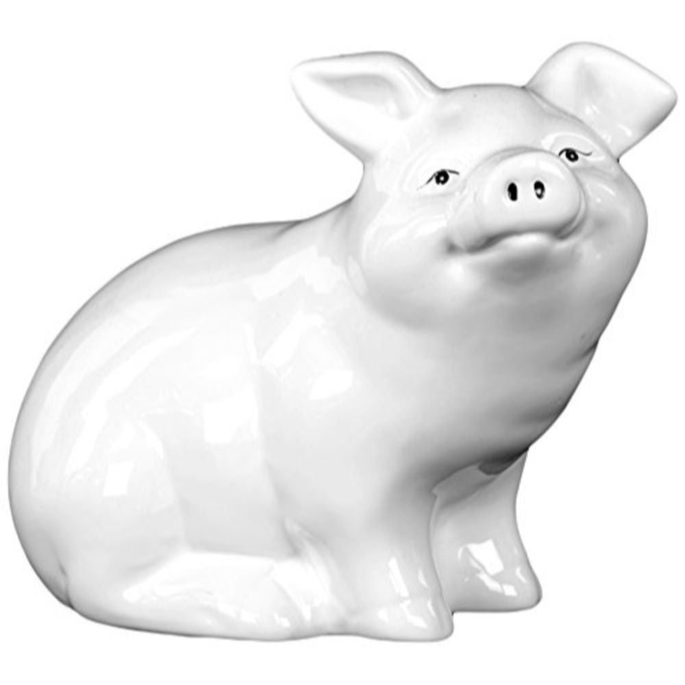 Ceramic Sitting Pig Gloss White - Walmart.com