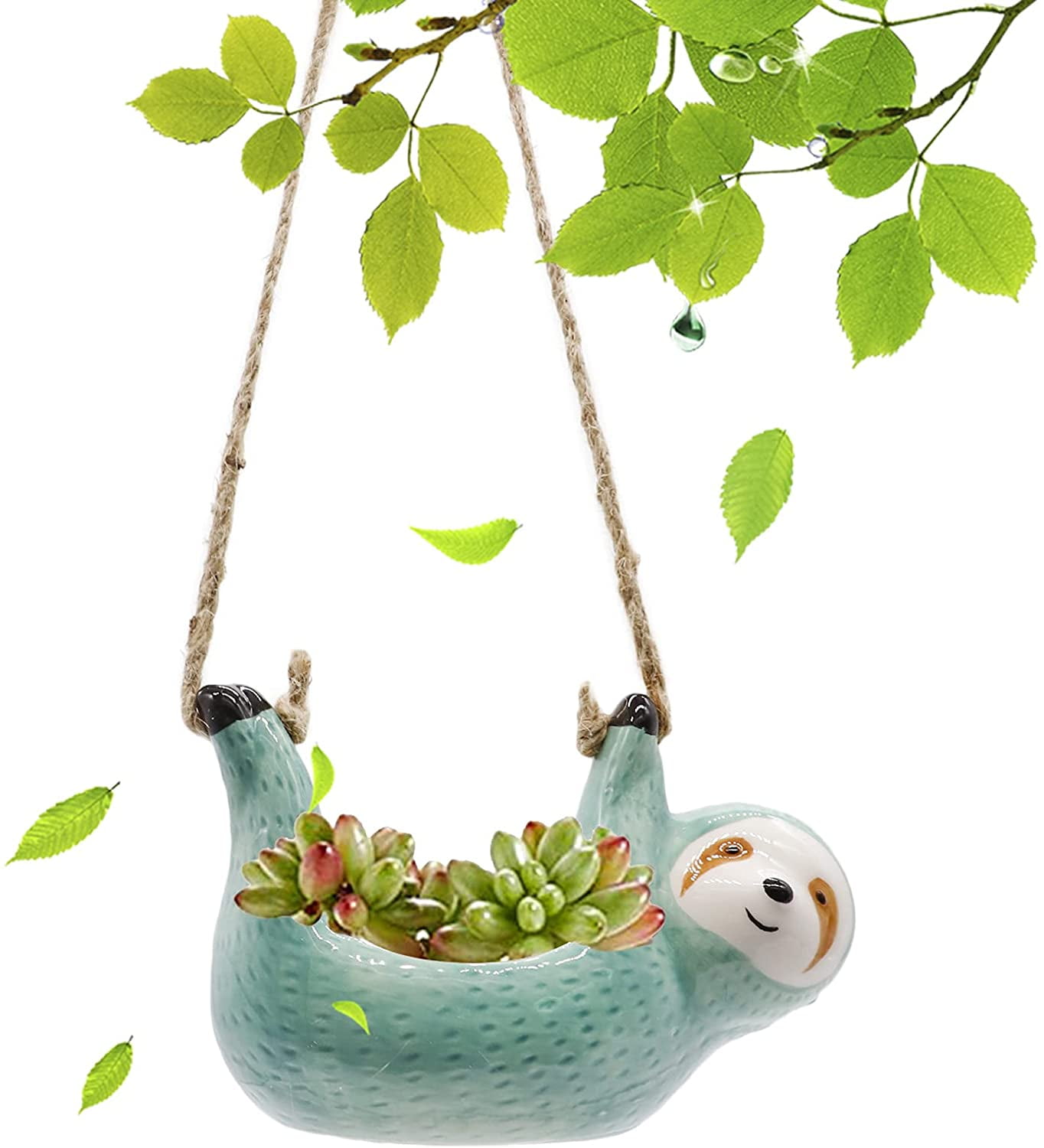 Ceramic Sloth Hanging Planter Plant Holder Flower Pot for Succulent ...