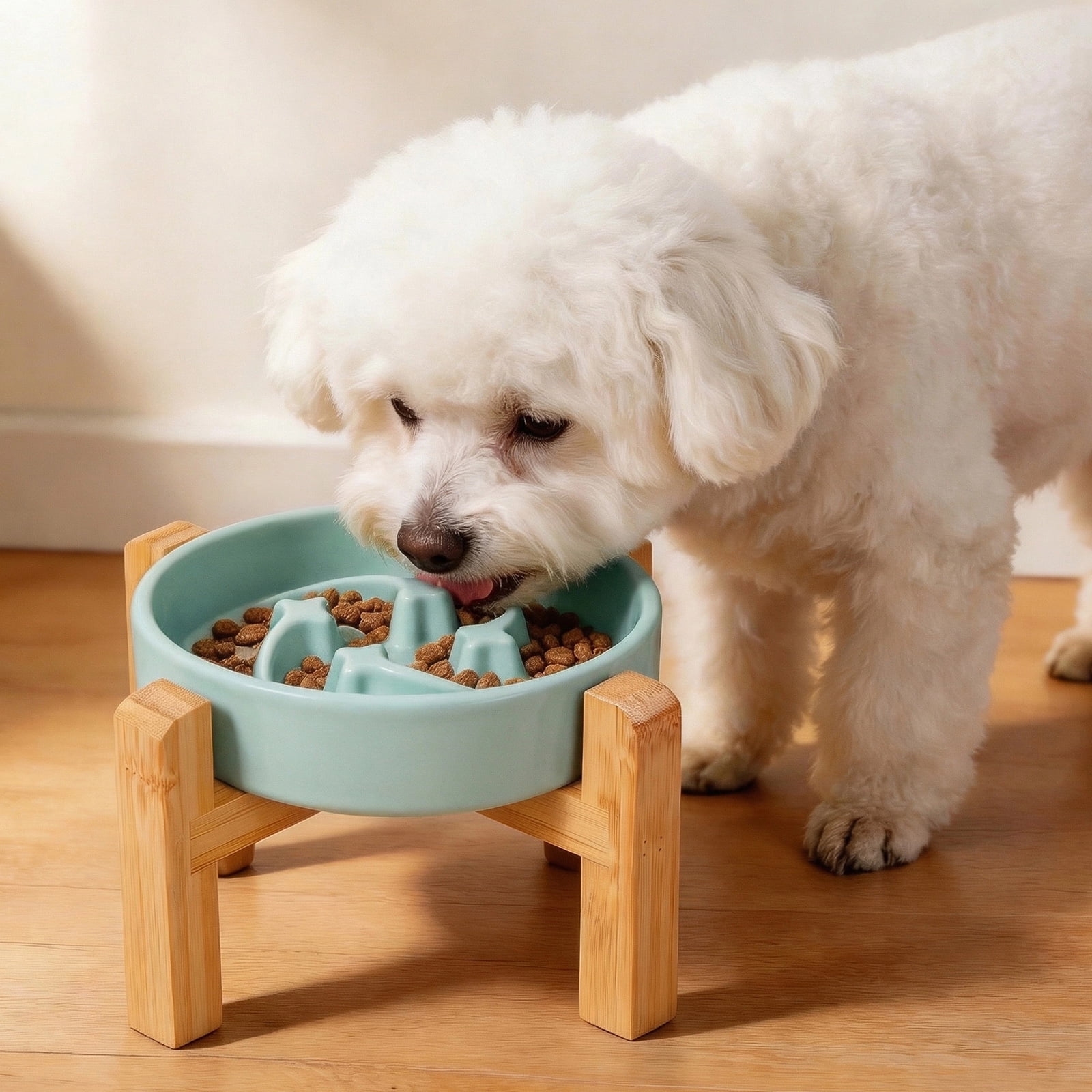 Ceramic Slow Feeder Dog Bowl Small Breed Slow Eating Dog Bowl with ...