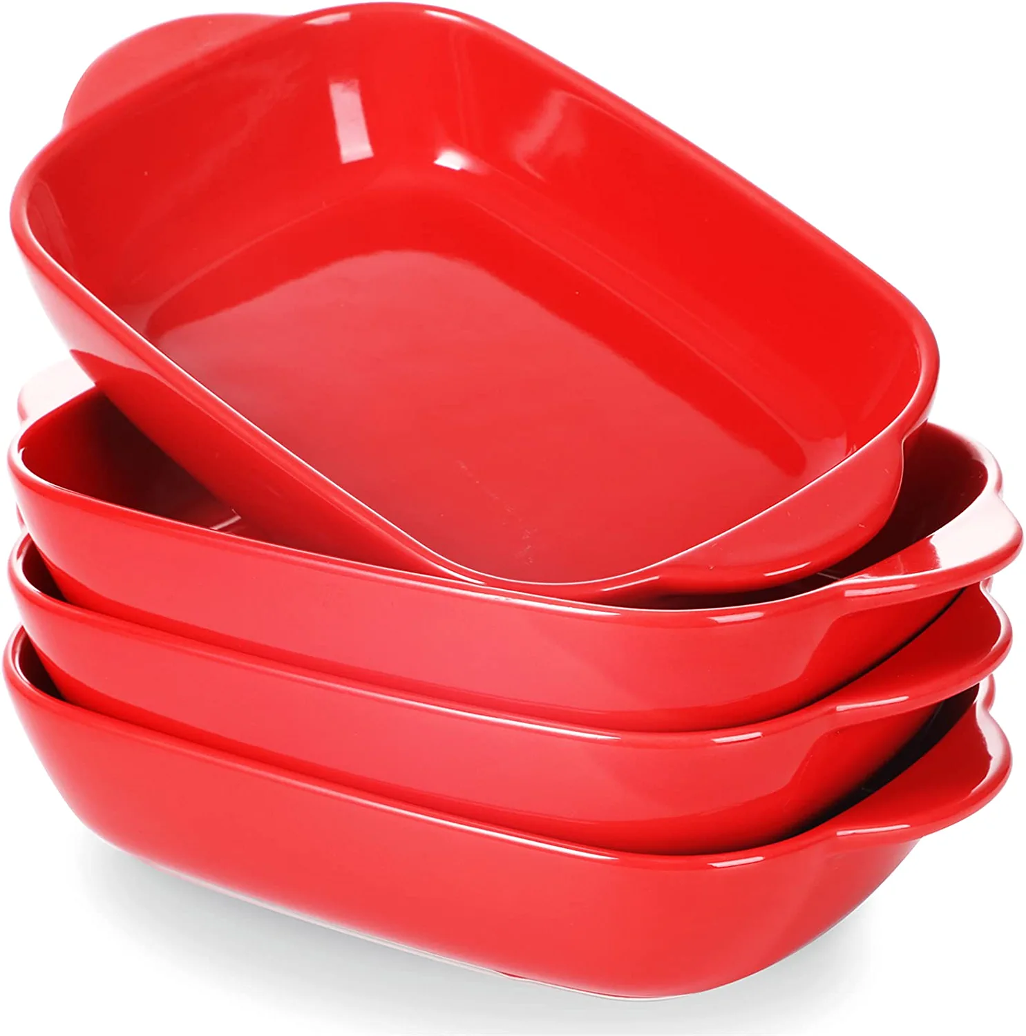 Ceramic Small Baking Dish 7.5-Inch Set of 4, Rectangular Bakeware with ...