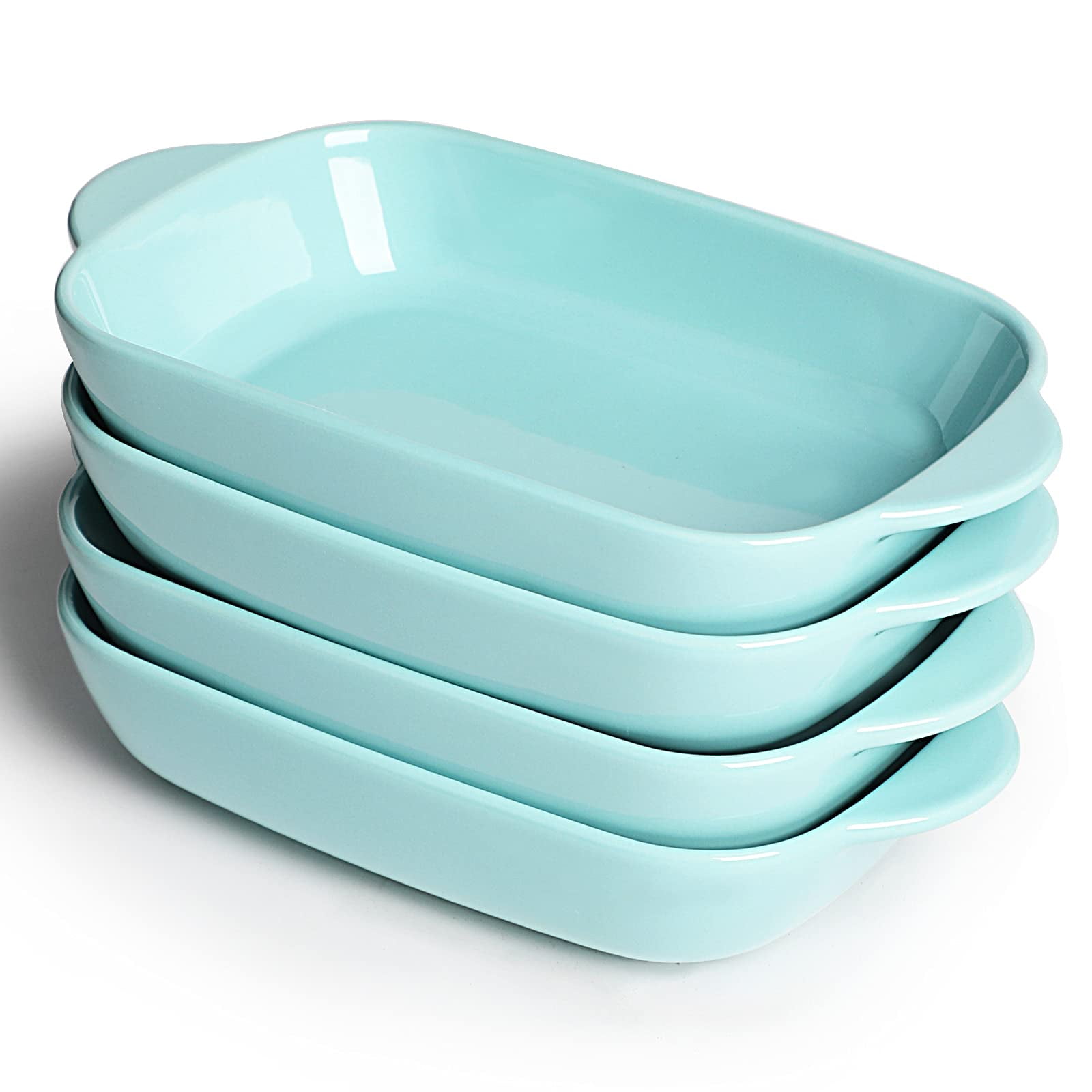 Ceramic Baking Dish 7.5-Inch Set of 4, Rectangular Bakeware, Double ...