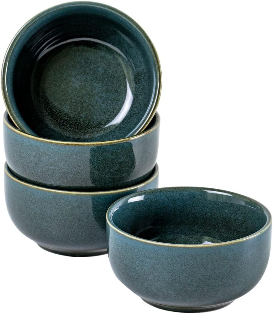 Ceramic Small Bowls Set of 4, Porcelain Reactive Rice & Dessert Bowls ...