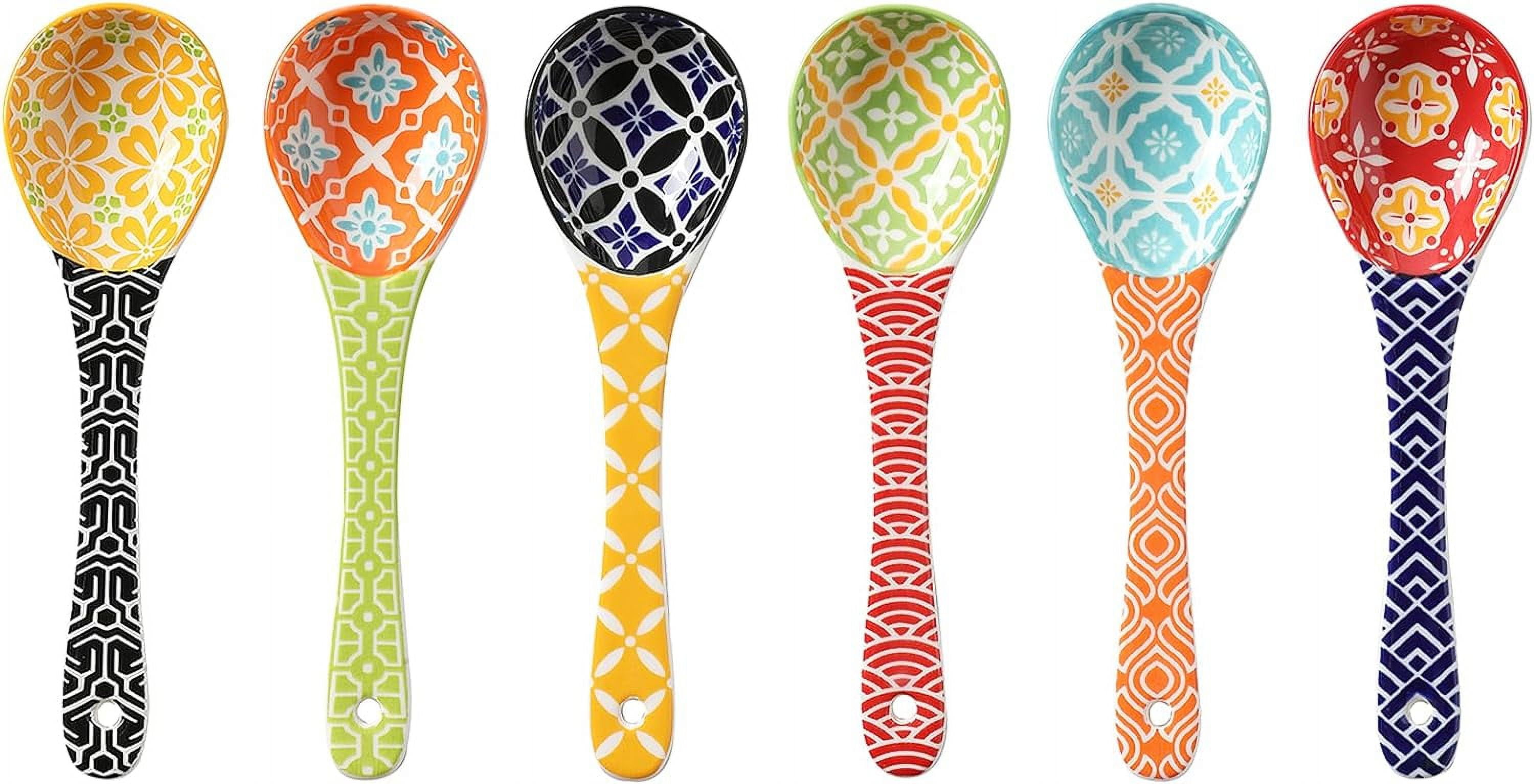 Ceramic Small Serving Spoons, Colorful Soup Spoon Set for Cereal ...