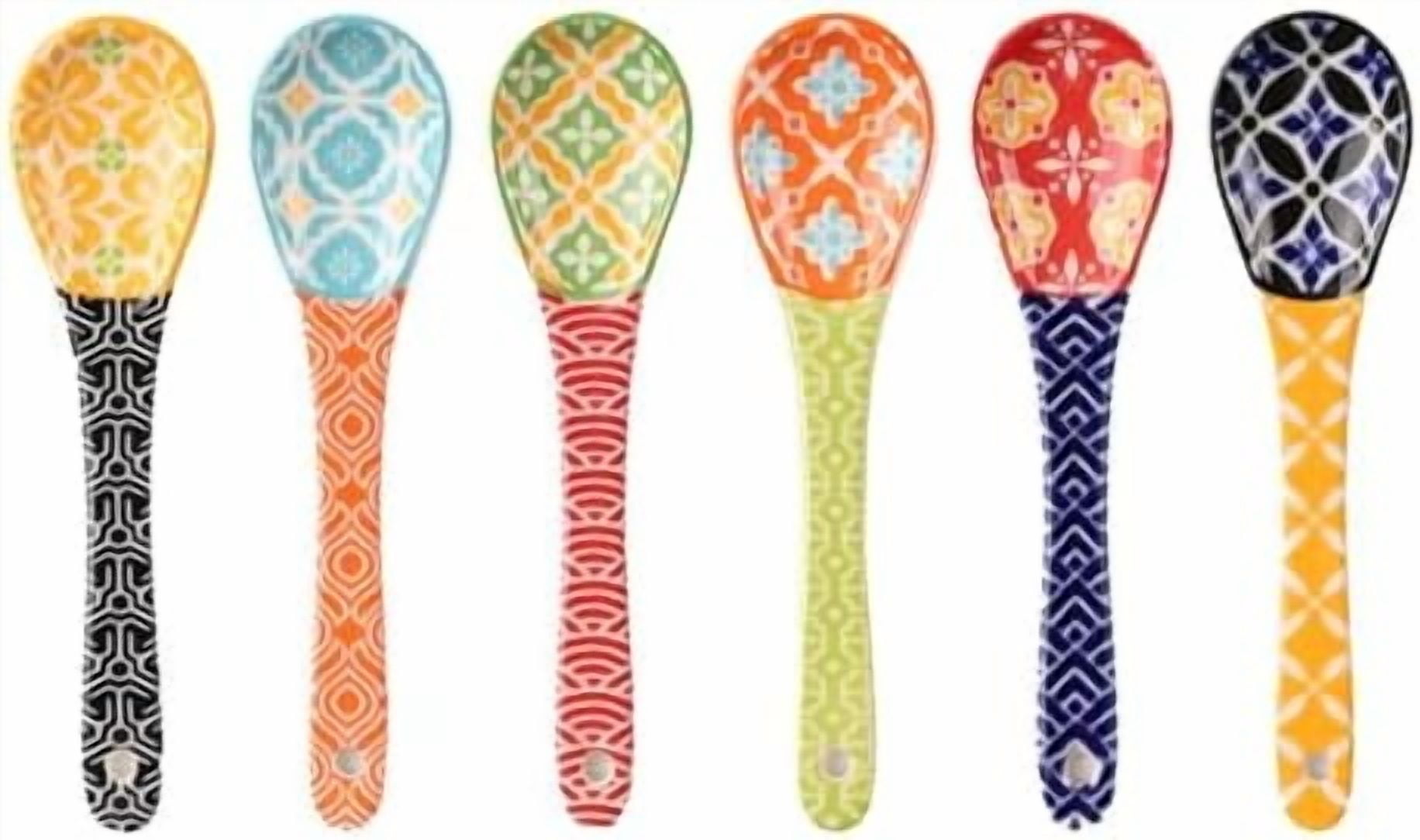 Ceramic Small Serving Spoons, Colorful Soup Spoon Set for Cereal ...