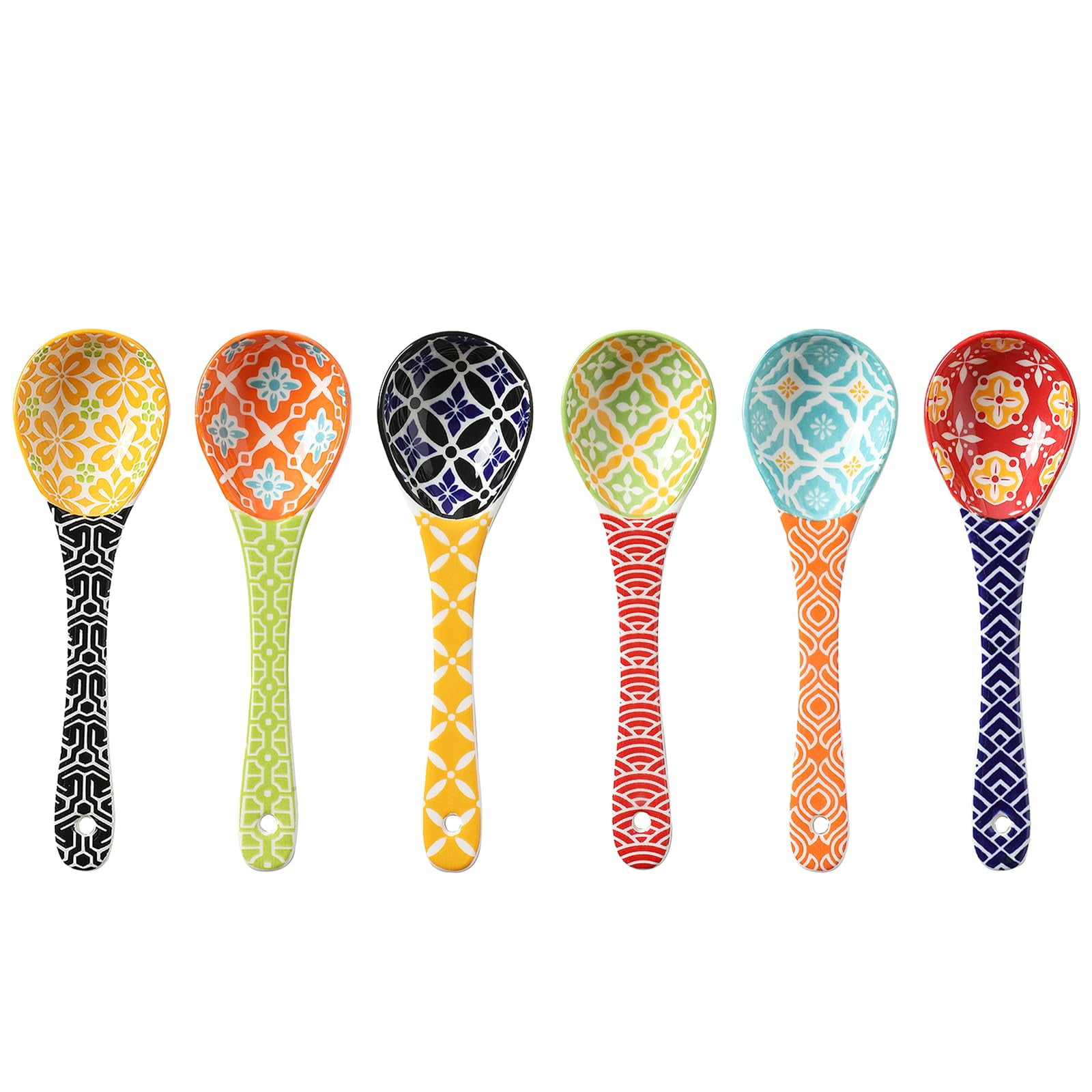 Ceramic Small Serving Spoons, Colorful Soup Spoons Set for Cereal ...