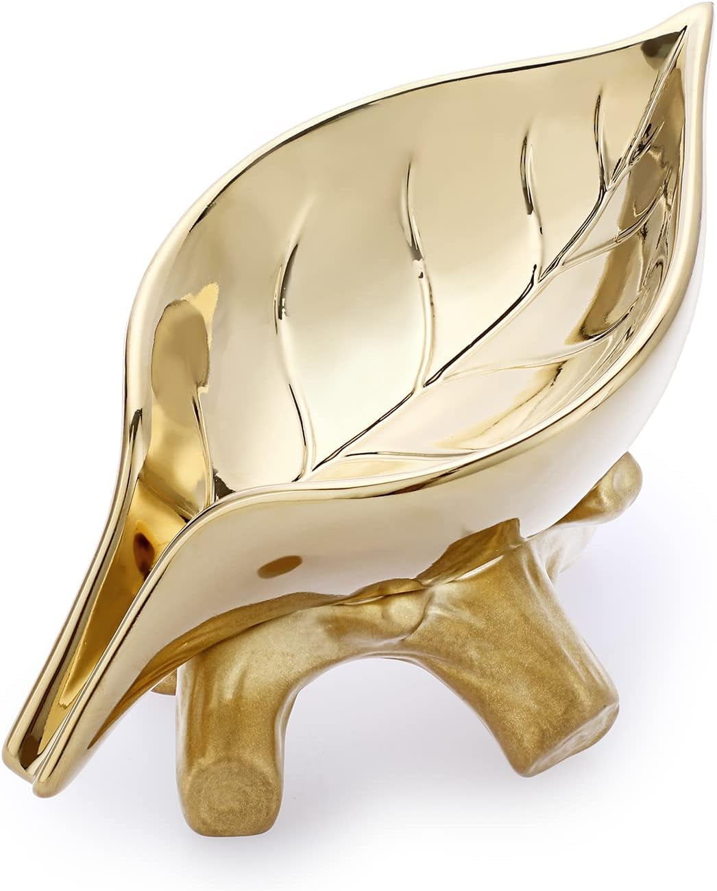 Ceramic Soap Dish Holder Self Draining, Unique Waterfall Soap Dish Leaf ...