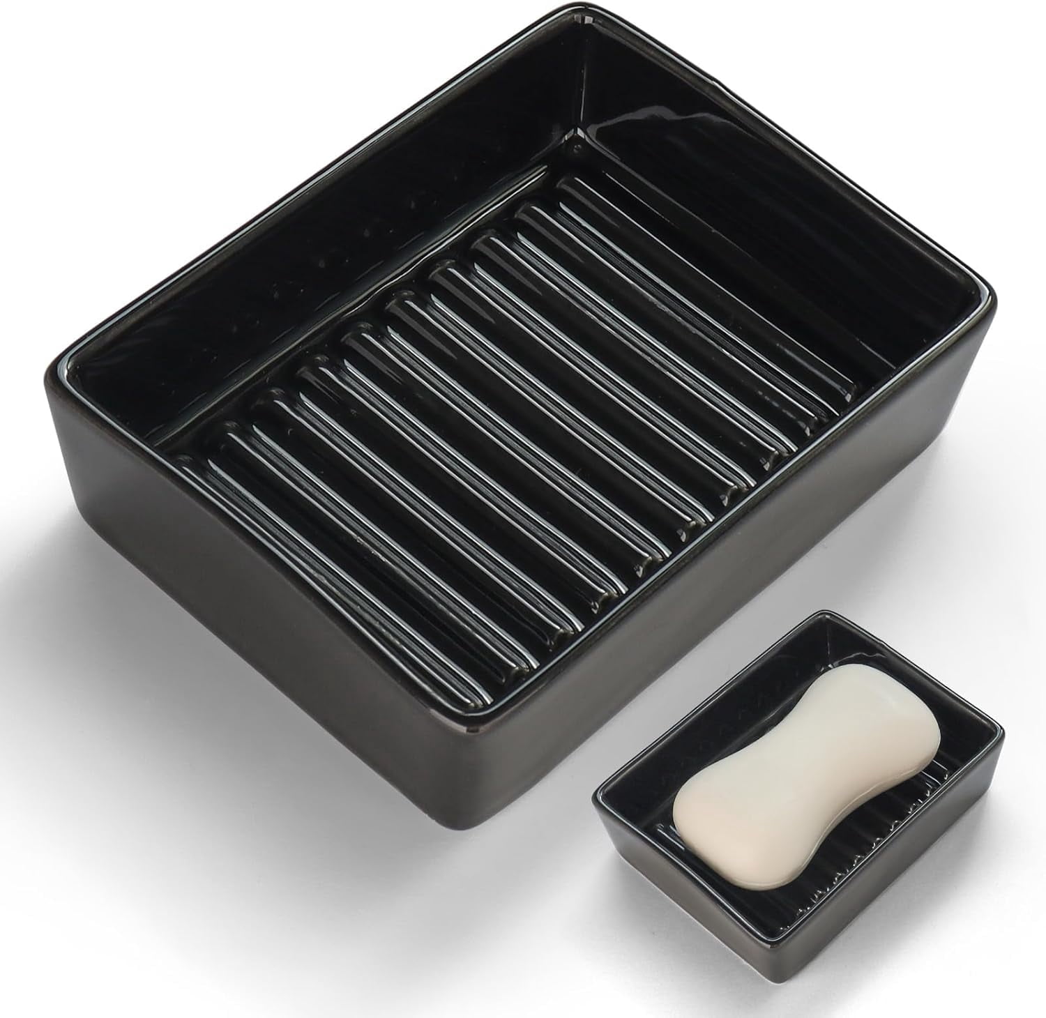 Ceramic Soap Dish, Minimalist Soap Holder with Higher Draining Ridges ...