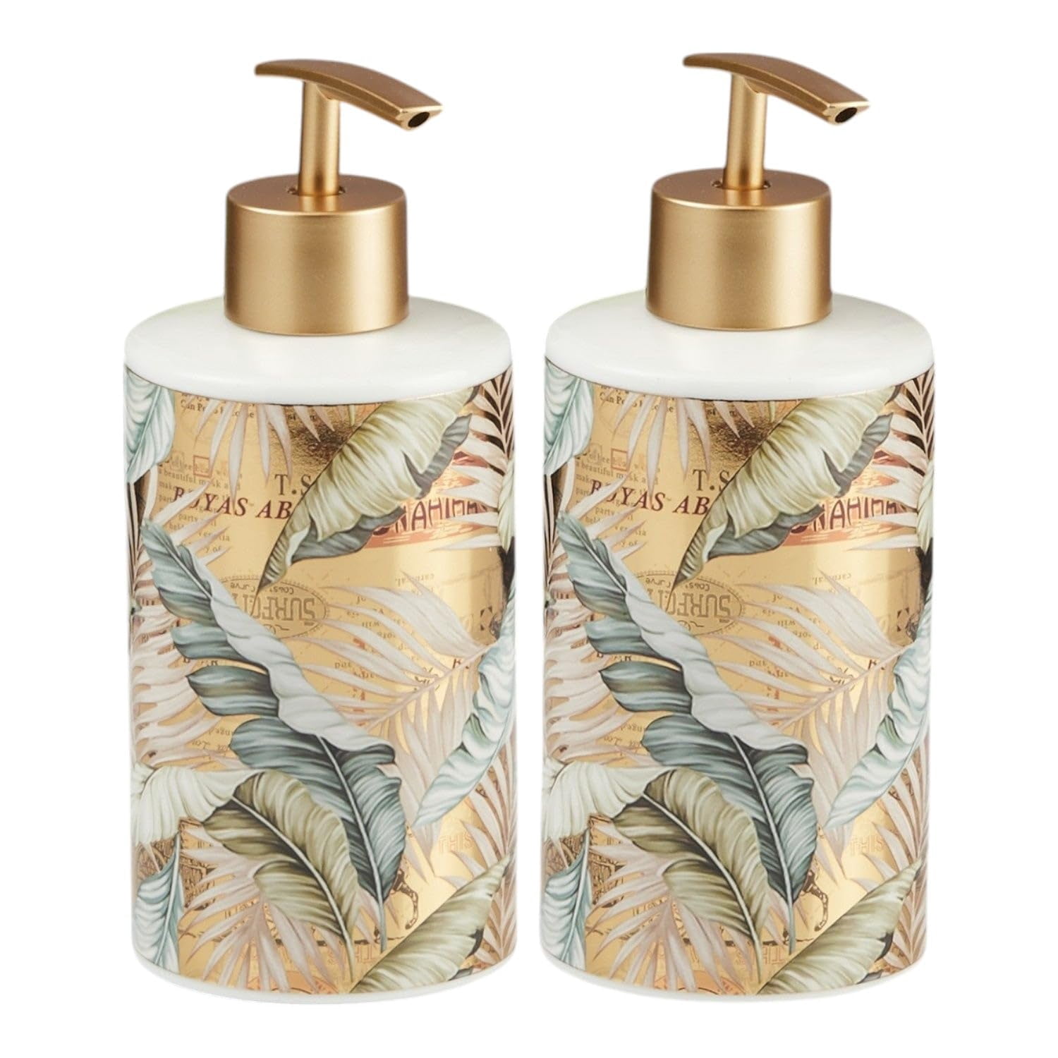 Ceramic Soap Dispenser with Stylish Refillable Pump Bottle for Bathroom ...