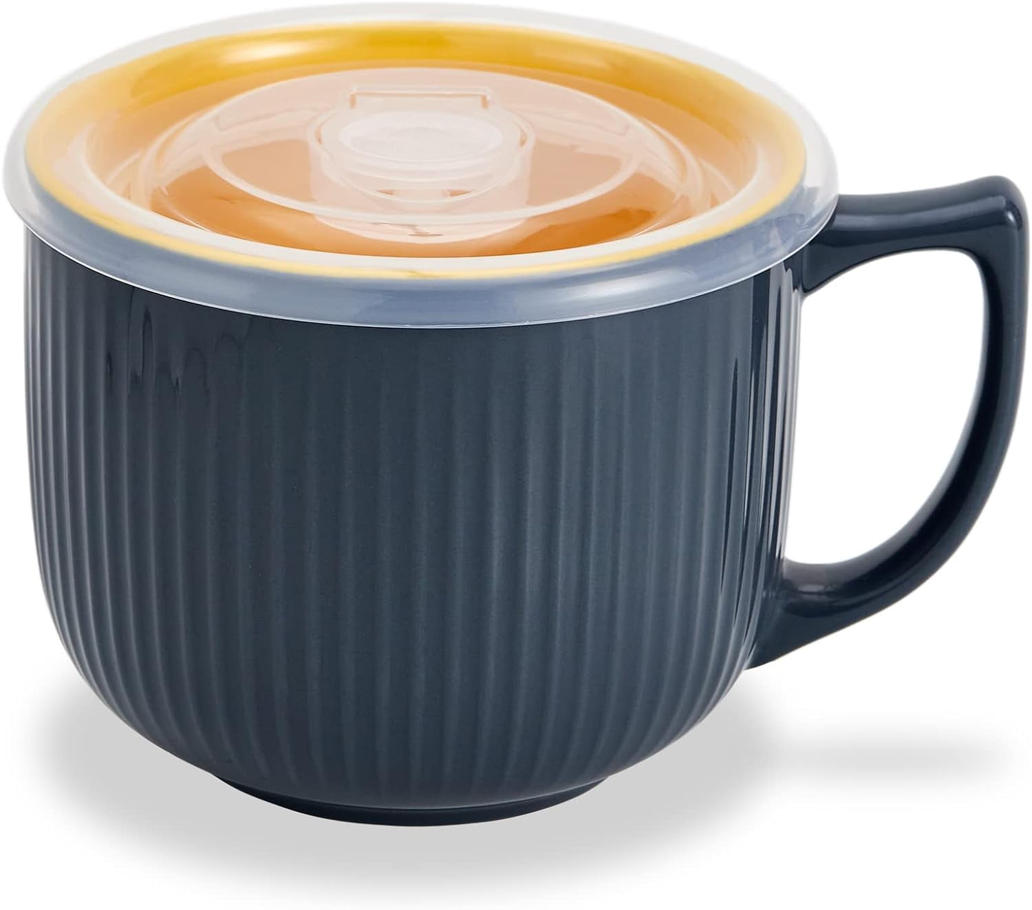 Ceramic Soup Bowl with Handle 32oz – Microwave Ramen Bowl with Lid ...