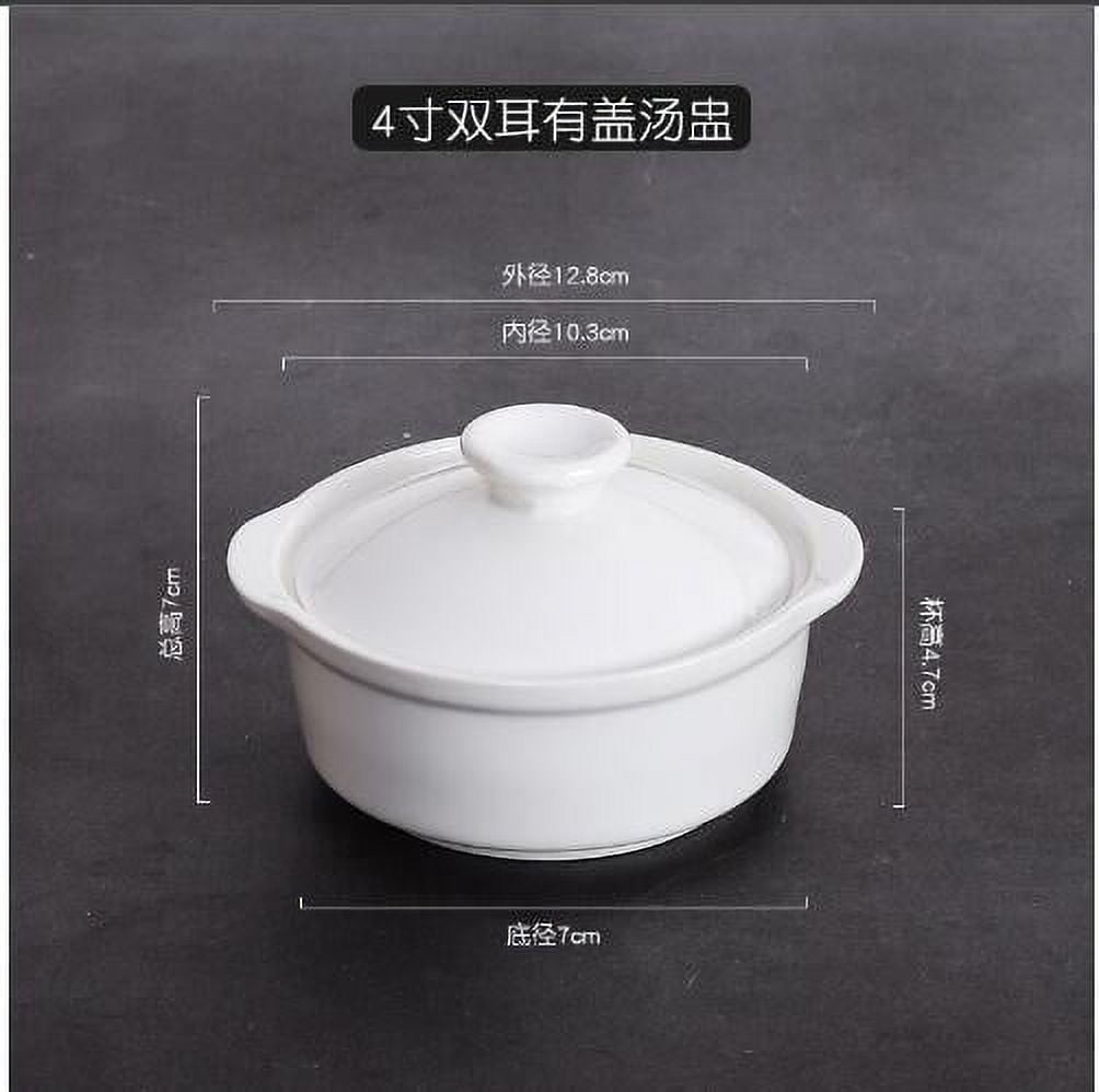 Ceramic Soup Bowl with Lid and Handle Dessert Bowl Cubilose Bowl Egg ...