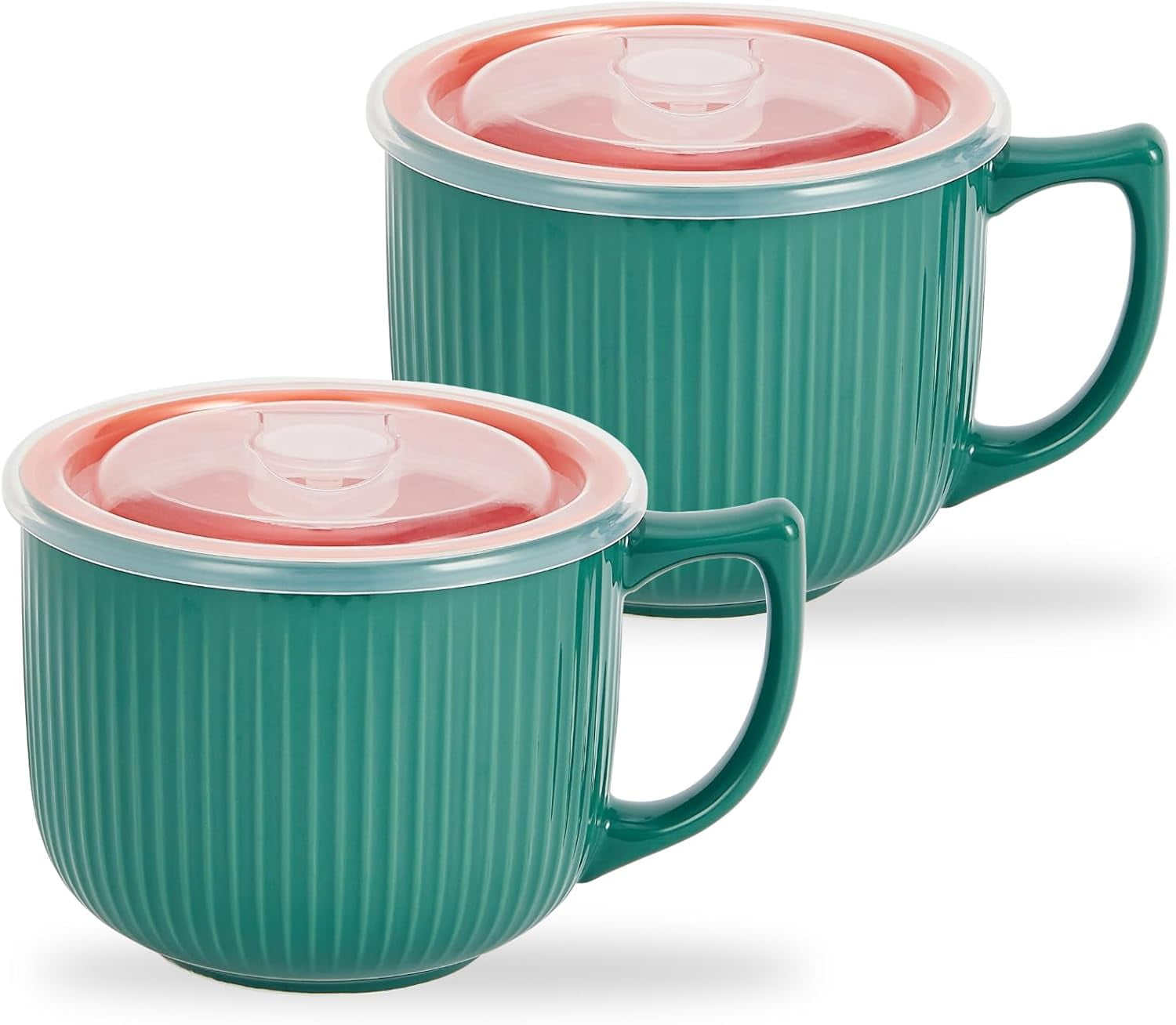 Ceramic Soup Bowls with Handle and Vented Lid, 32oz Large Wide Soup ...
