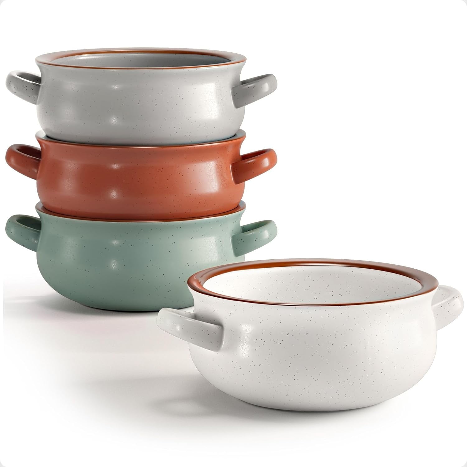 Ceramic Soup Bowls With Handles Set of 4-20 oz French Onion Soup Bowls ...
