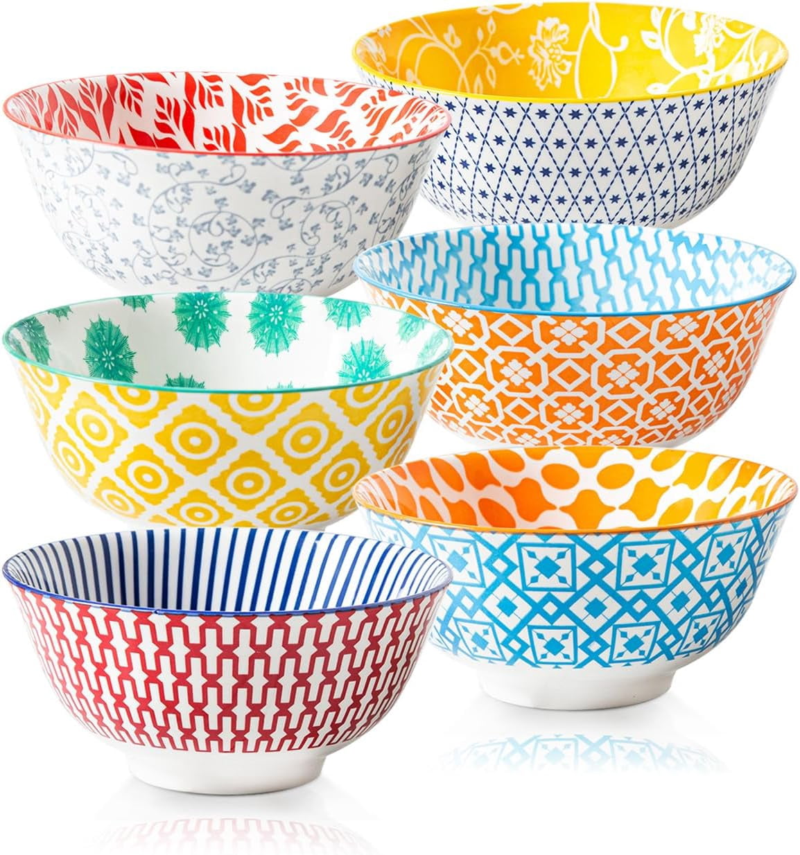 Ceramic Soup Bowls Set - 24 Oz Deep Cereal Bowl for Kitchen - 6 Inch ...