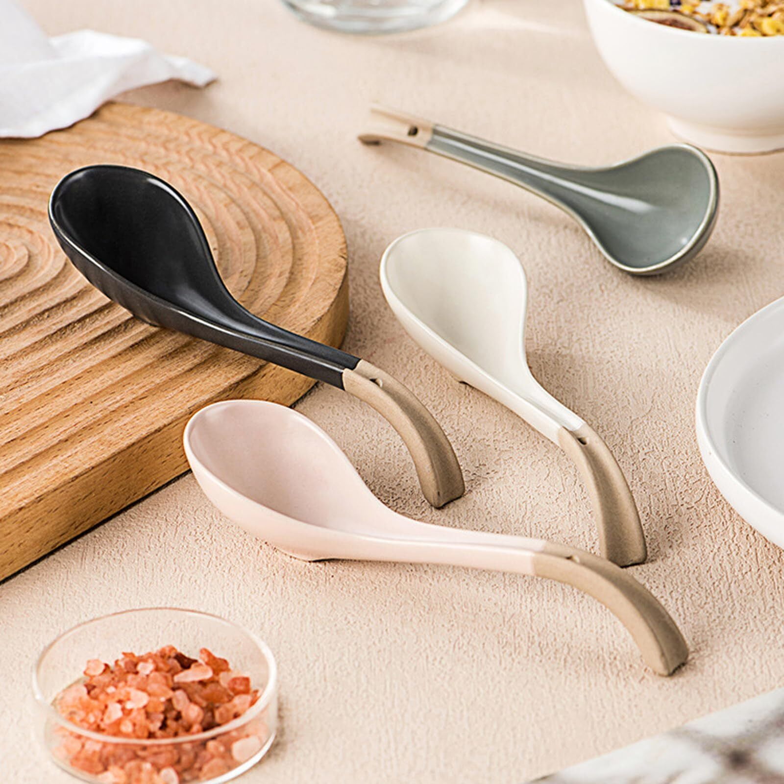 Ceramic Soup Spoons,6.5 Inch Soup Spoons Sets of 4,Asian Soup Spoons ...