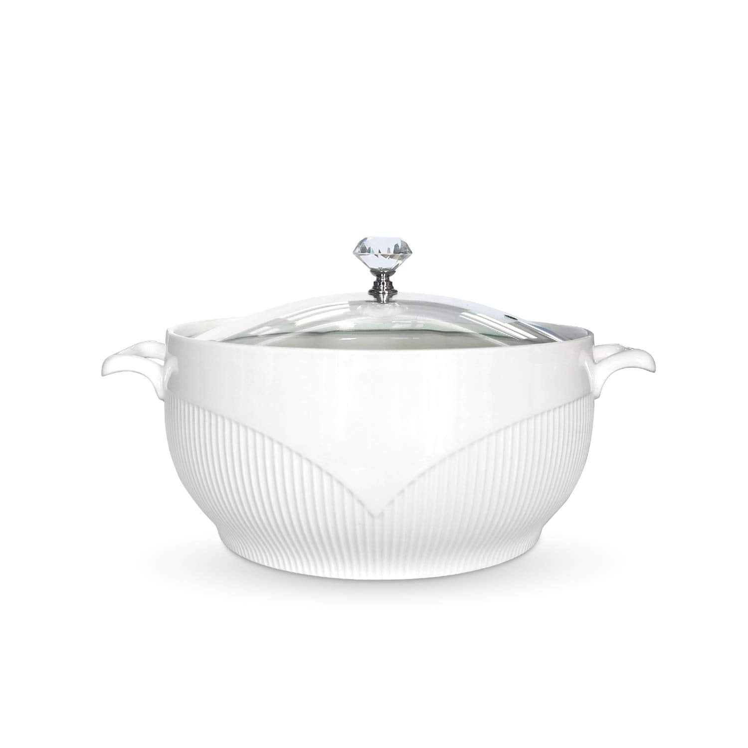 Ceramic Soup Tureen with Glass Lid,White Porcelain Porcelain Serving ...