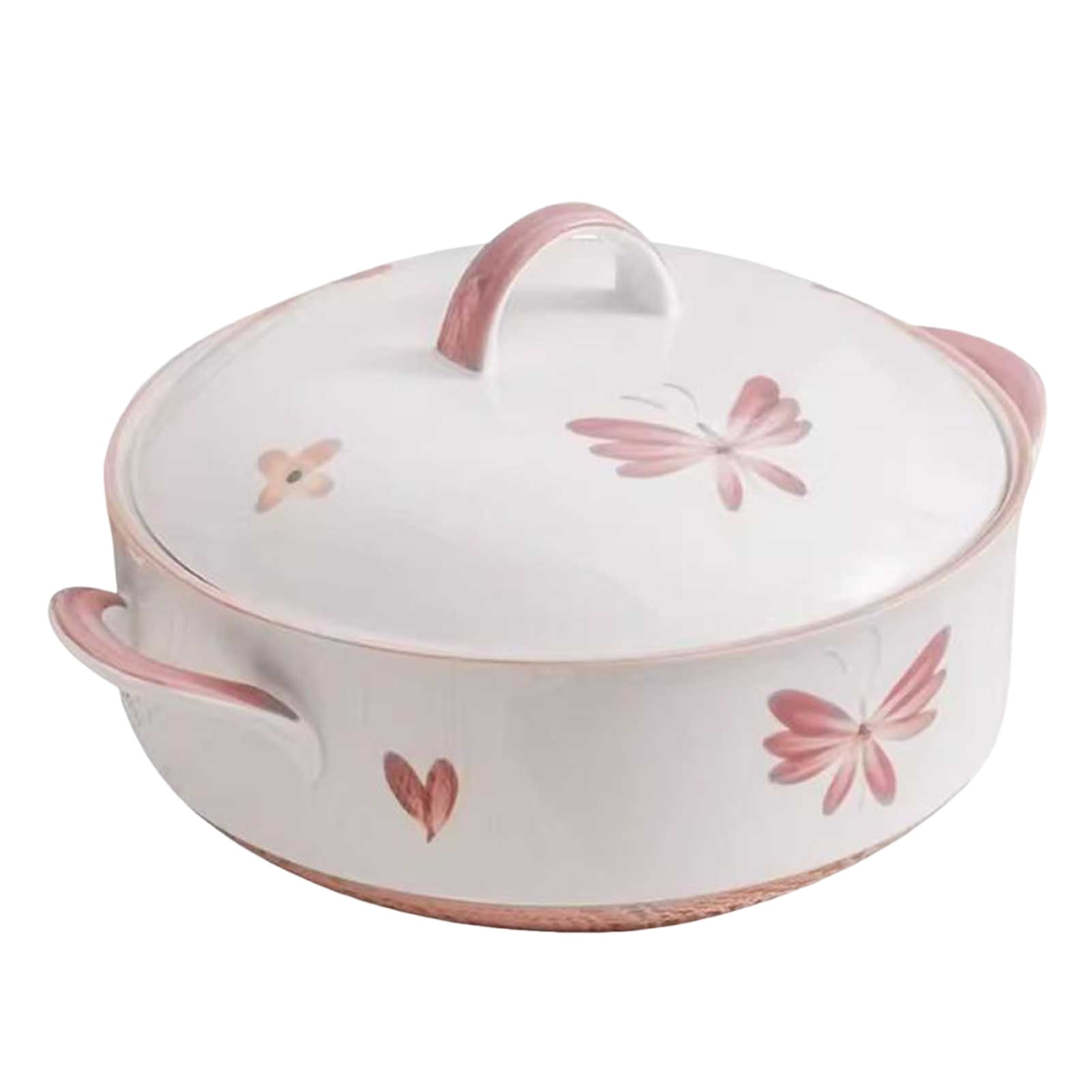 Ceramic Soup Tureen with Lid and Handles, 2L Large Capacity Porcelain ...