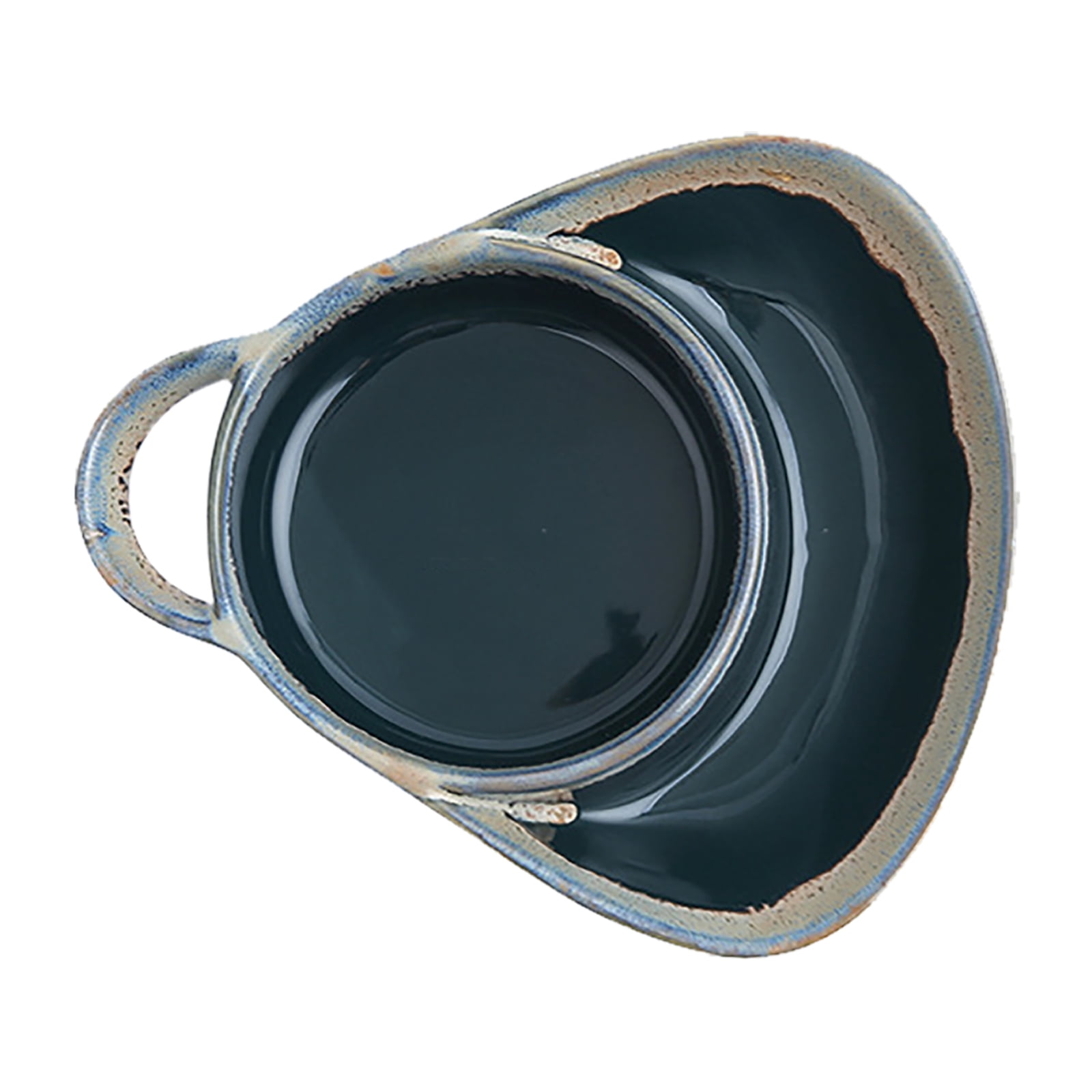 Ceramic Soup and Sandwich Plate Combo with Handle Retro Stoneware Easy ...