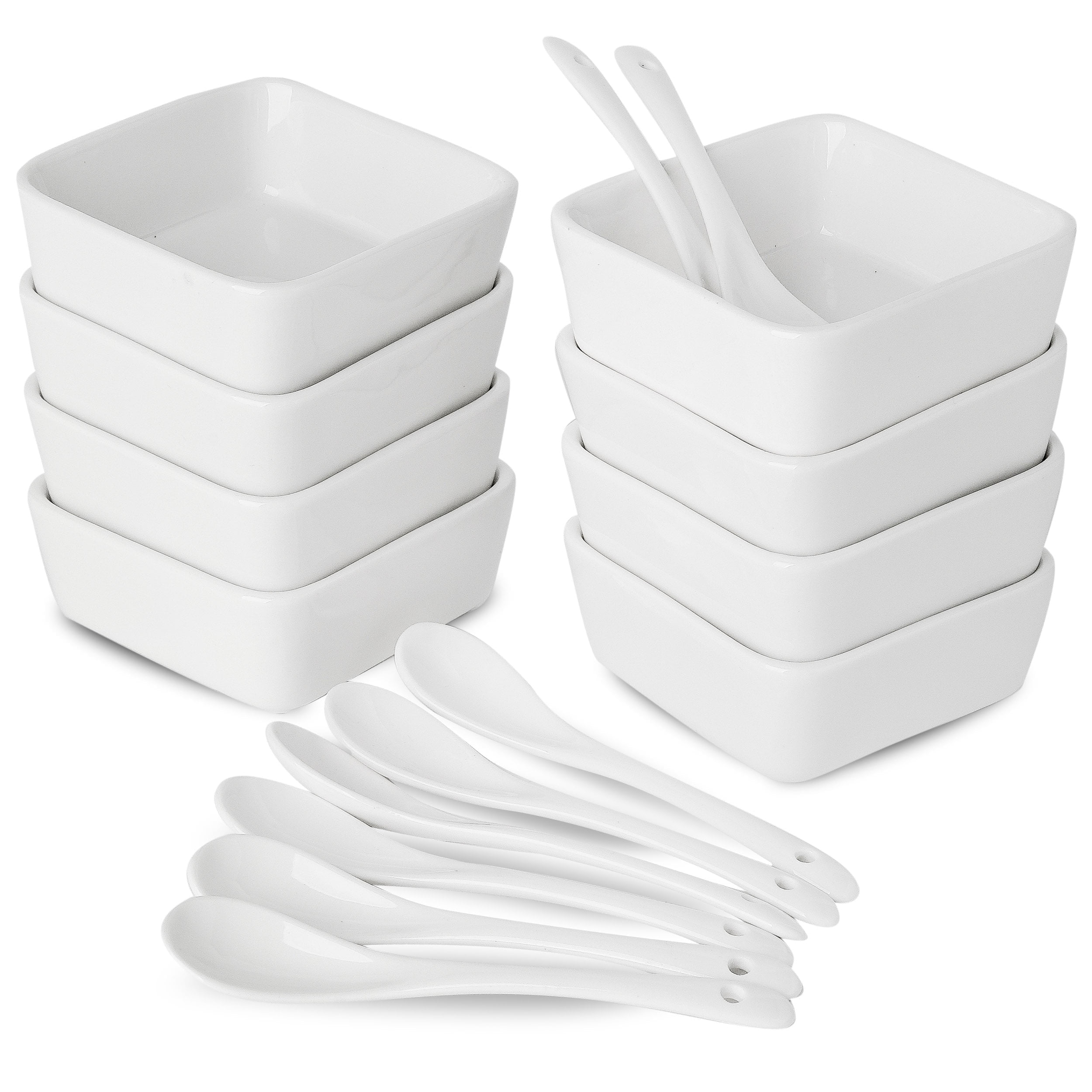 XINLTC 3.5 inch Ceramic Condiment Serving dishes, 3.5 oz Square Dipping ...