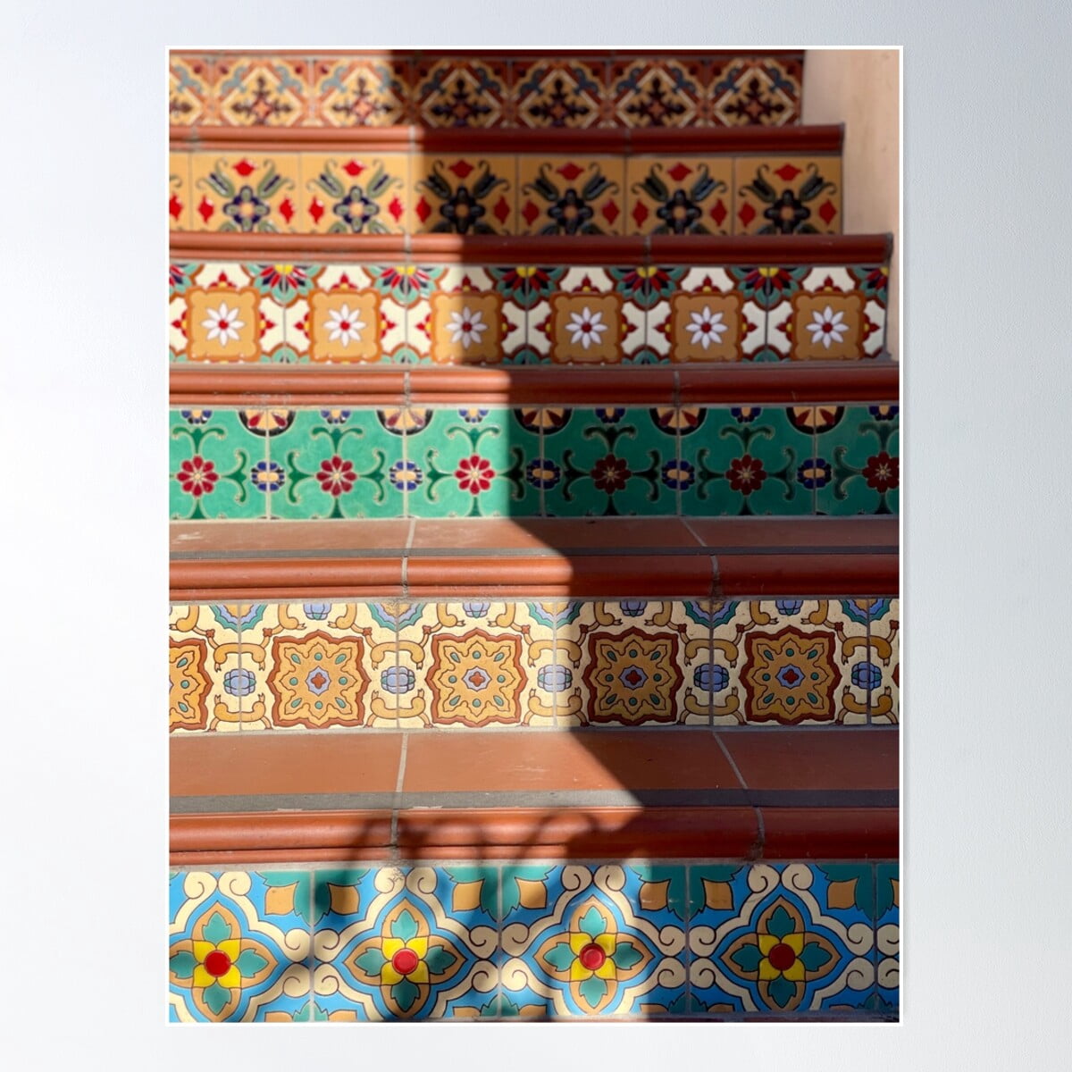 Ceramic Spanish Tiles Stairway In Santa Barbara, Ca Poster Wall Art ...