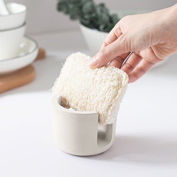 Ceramic Sponge Holder Kitchen Sink Caddy - Soap Dish & Towel Storage ...