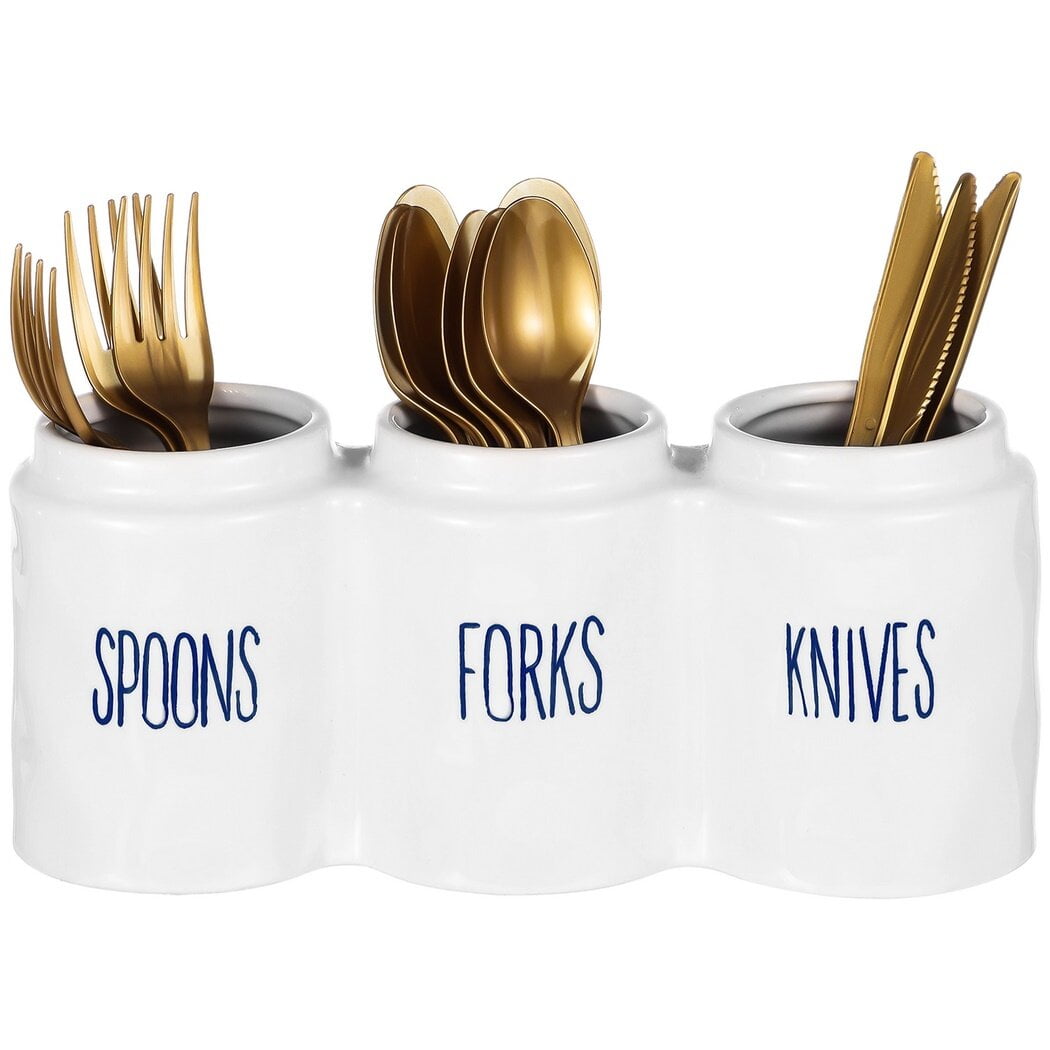 Ceramic Spoon Fork Holder, Fork Chopstick Holder Can for Countertop, 3 ...