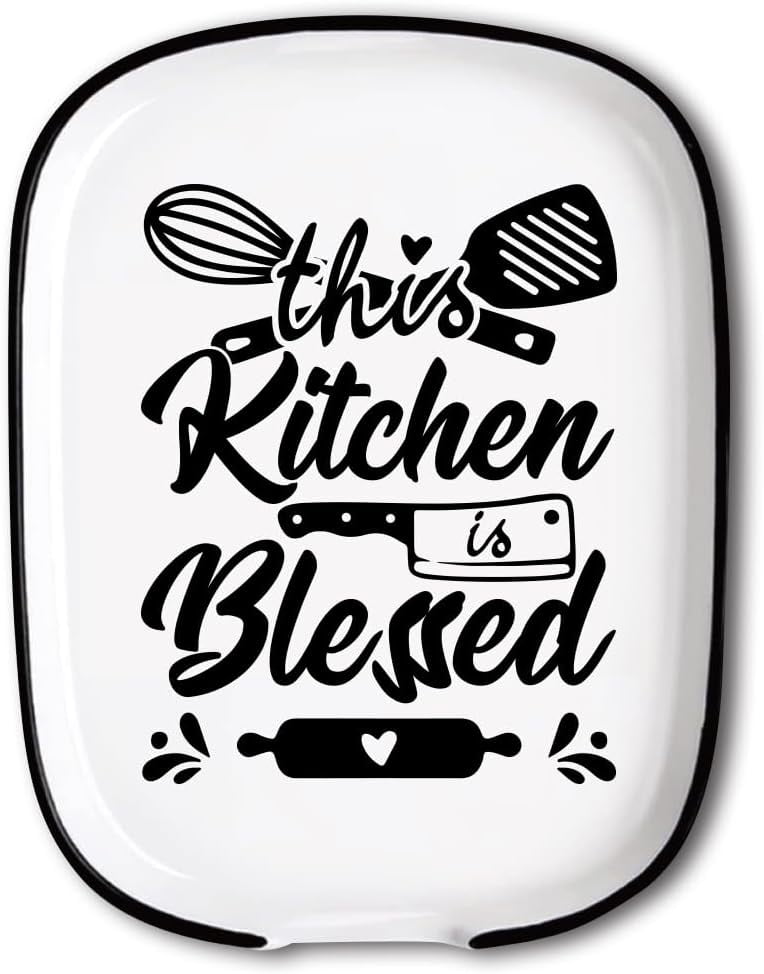 Ceramic Spoon Rest for Stove Top This Kitchen Is Blessed Pattern 4.52 ...