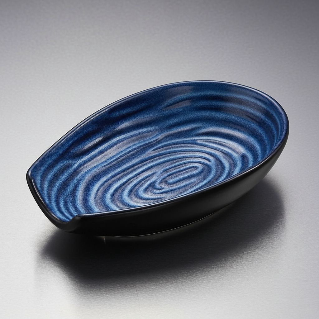 Ceramic Spoon Rest for Kitchen Counter, 5.7 Inch Blue Porcelain Spoon Holder Farmhouse Cooking ...