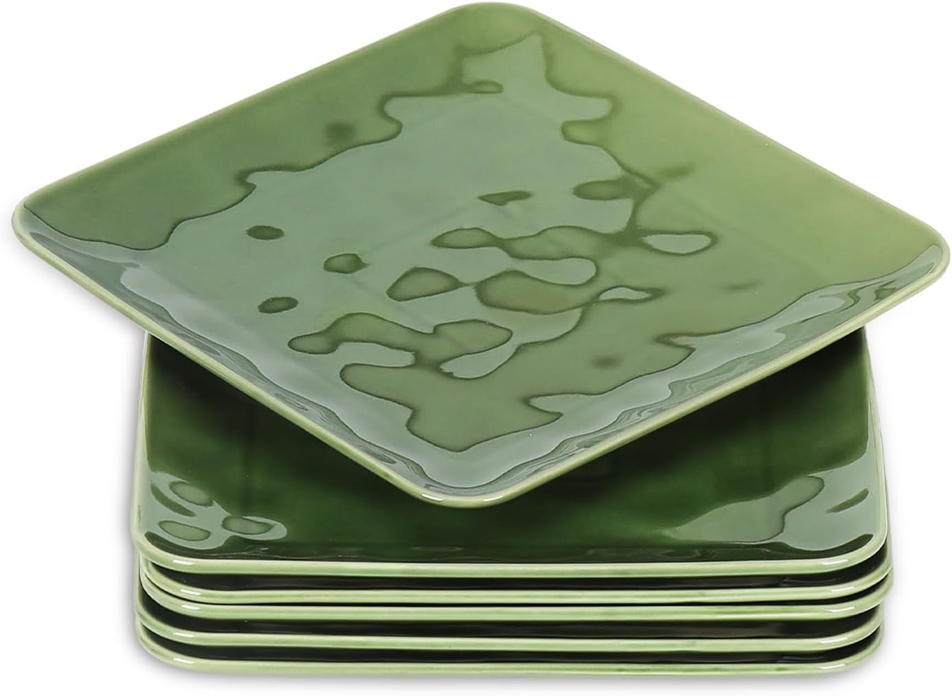 Ceramic Square Plates Set of 6 - Porcelain 8 inch Dinner Plates for ...