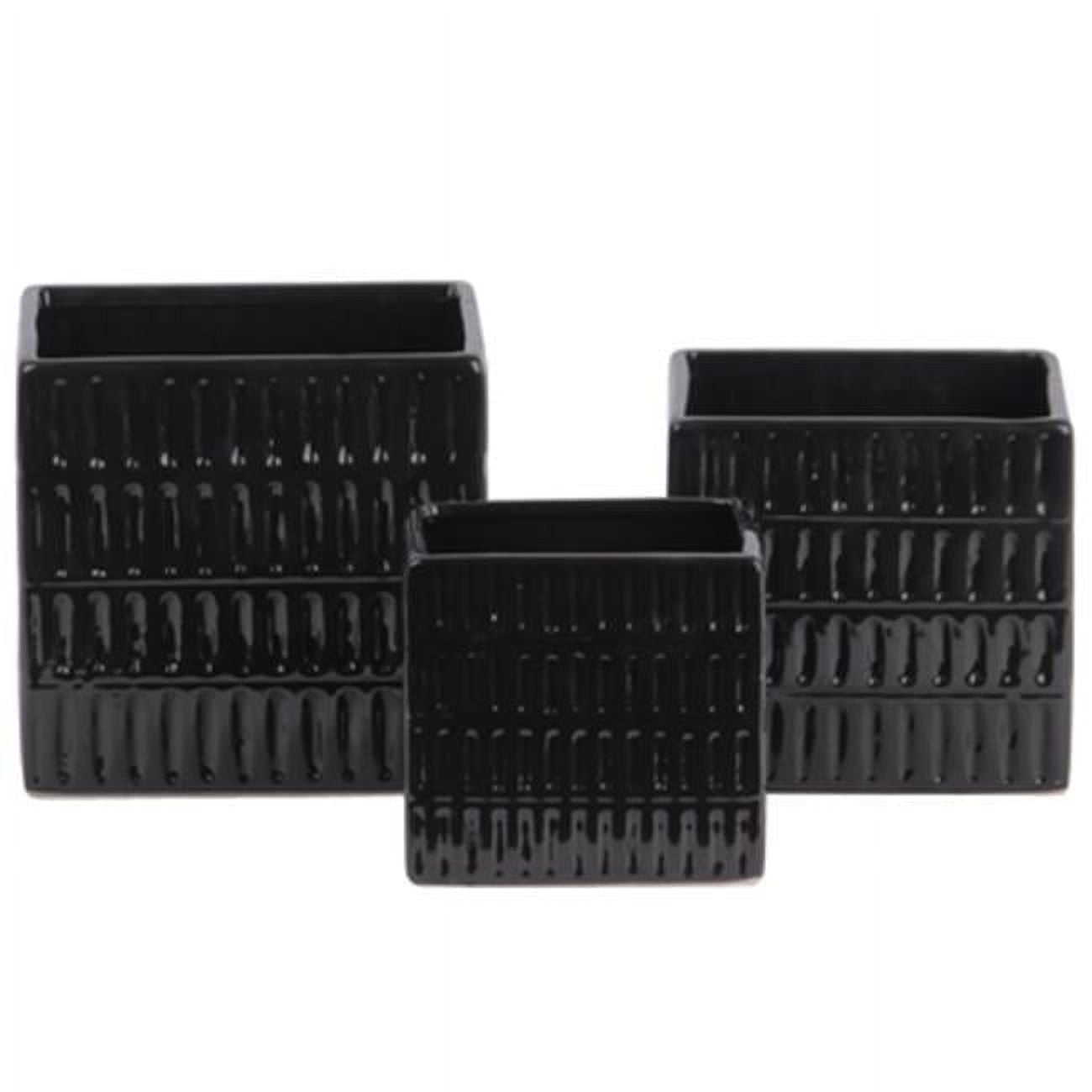 Ceramic Square Pot with 4 Tier Embossed Oblong Lattice Design Body ...