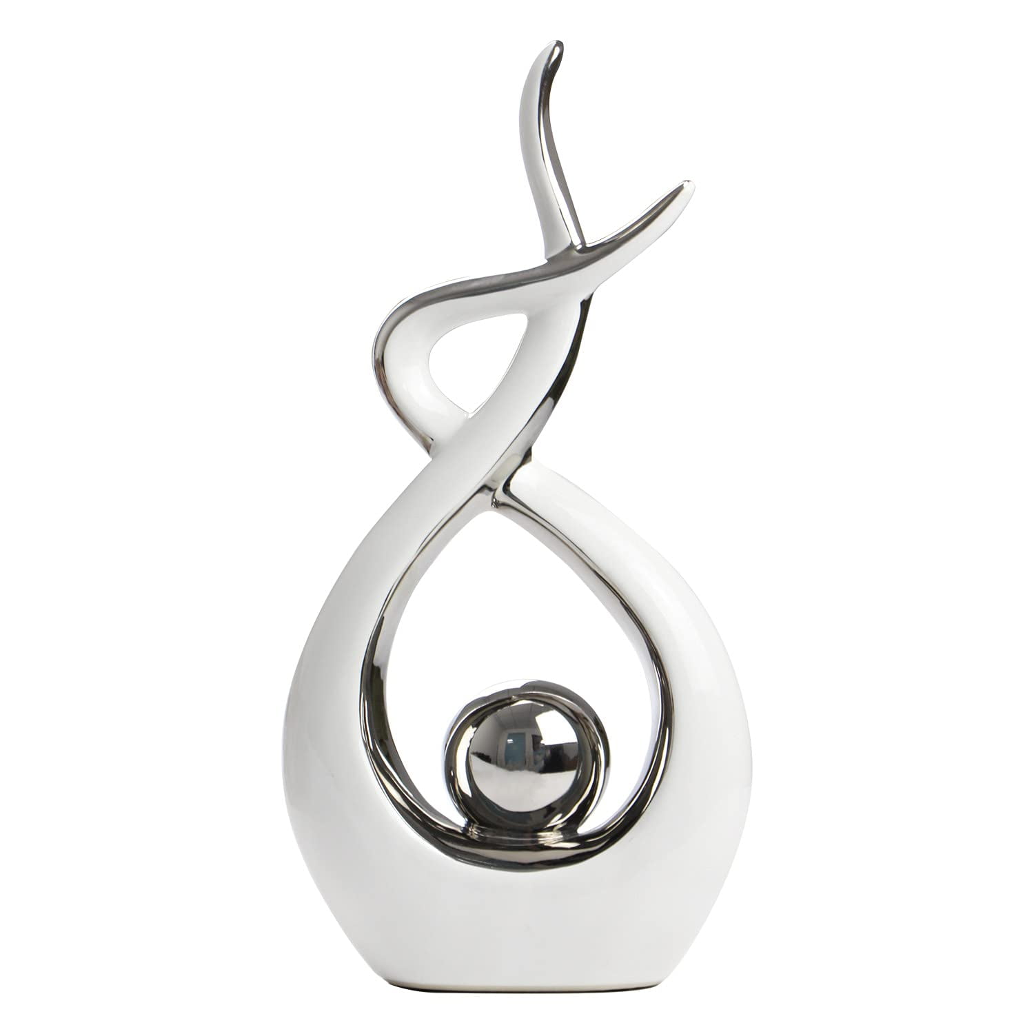 Ceramic Statue Figurine White and Silver Large Home Decor - Walmart.com