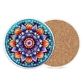 Ceramic Stone Coasters for Drinks Cup, Round Mandala Flower Absorbent ...