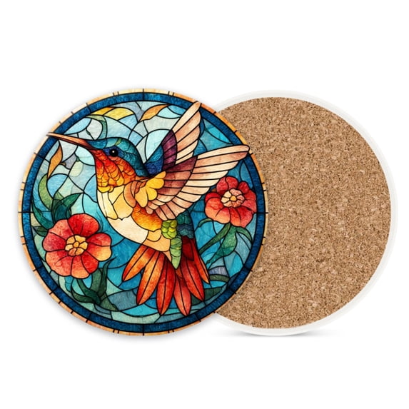 Ceramic Stone Coasters for Drinks Set of 1, Stained Glass Style ...