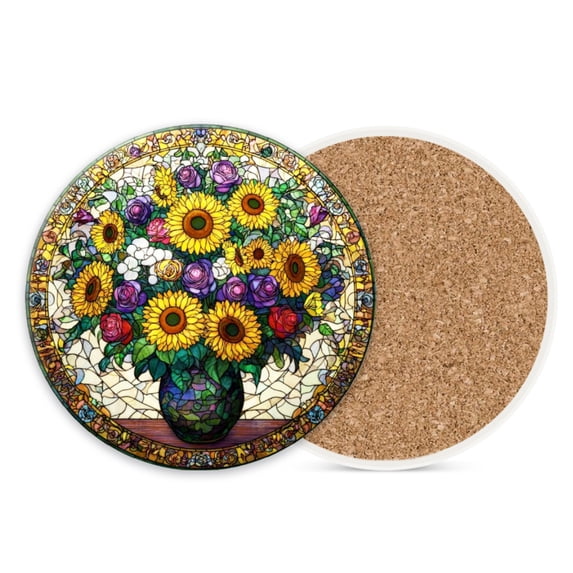 Ceramic Stone Coasters for Drinks Set of 1, Stained Glass Style ...