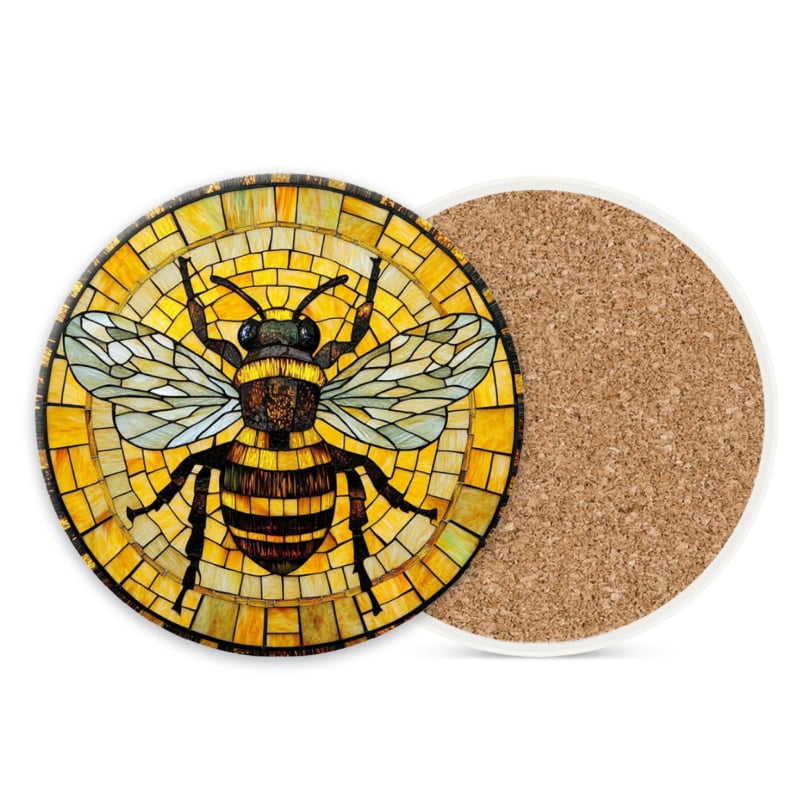 Ceramic Stone Cork Coasters for Drinks Tableware, 3D Circular Stained ...