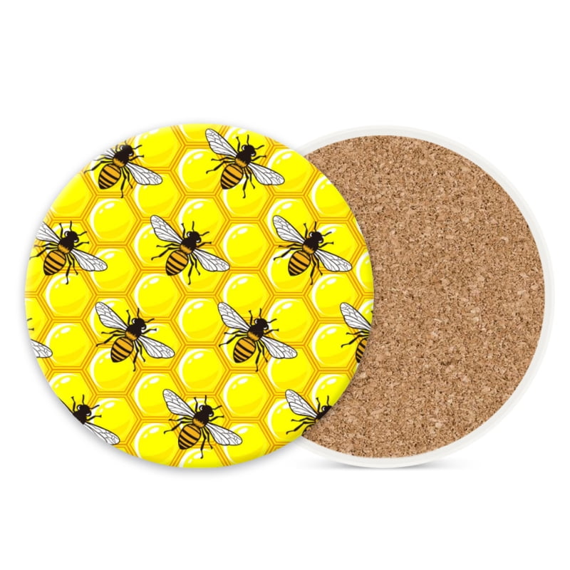 Ceramic Stone Cork Drink Coasters Set of 1, Honeycombs Background with ...