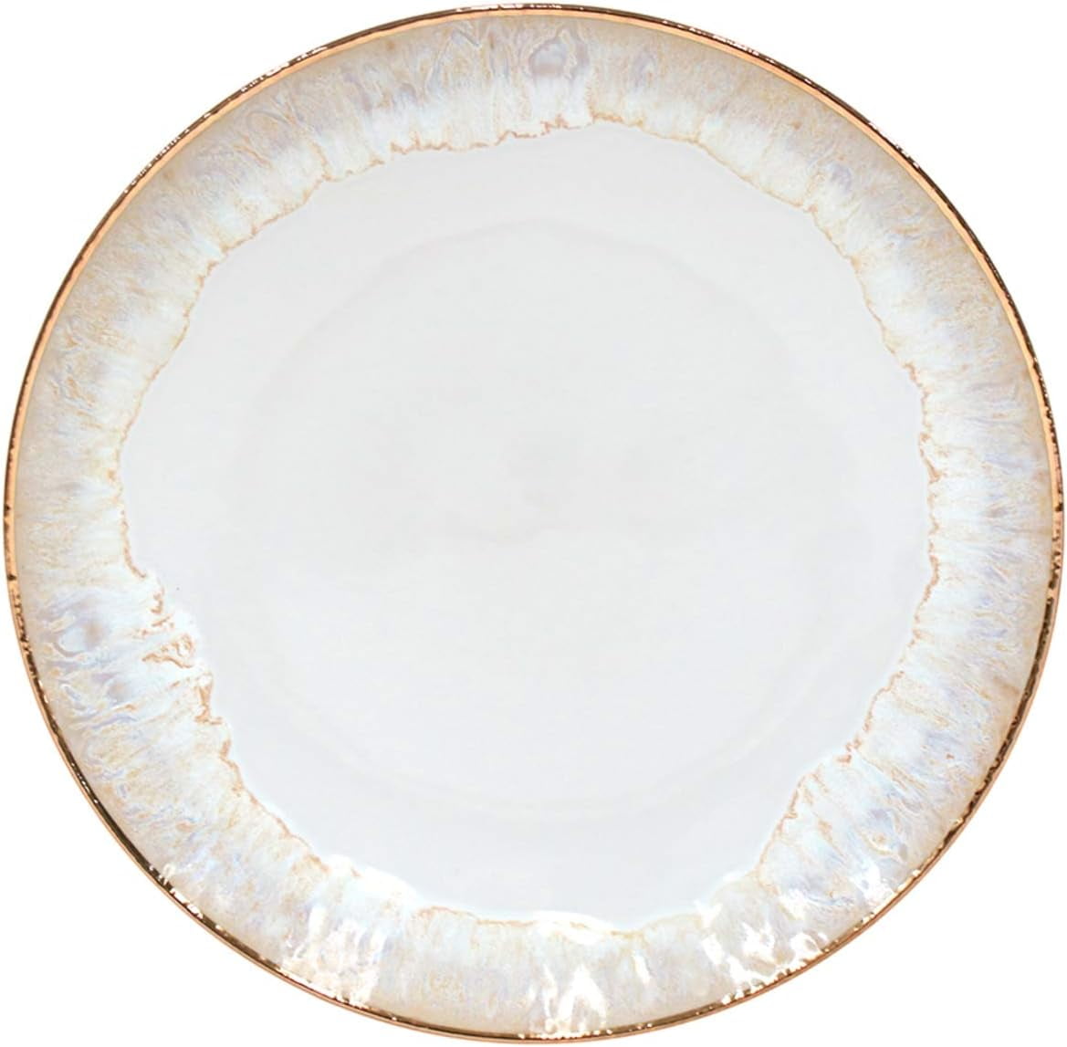 Ceramic Stoneware 11'' Dinner Plate - Taormina Collection, White & | Hand-Painted 18- Rim ...